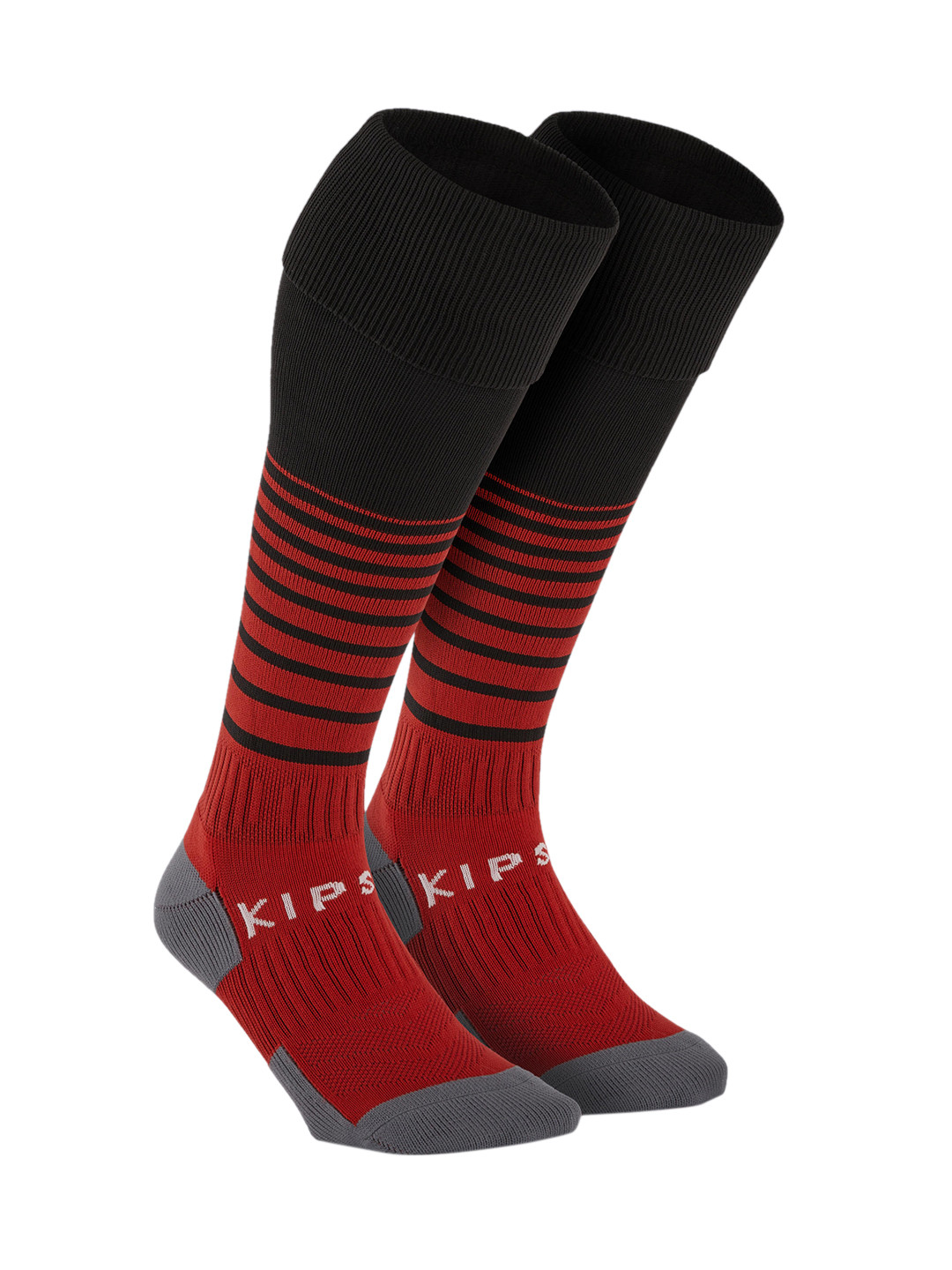 Buy Kipsta By Decathlon Unisex Red & Black Striped Knee Length Football ...