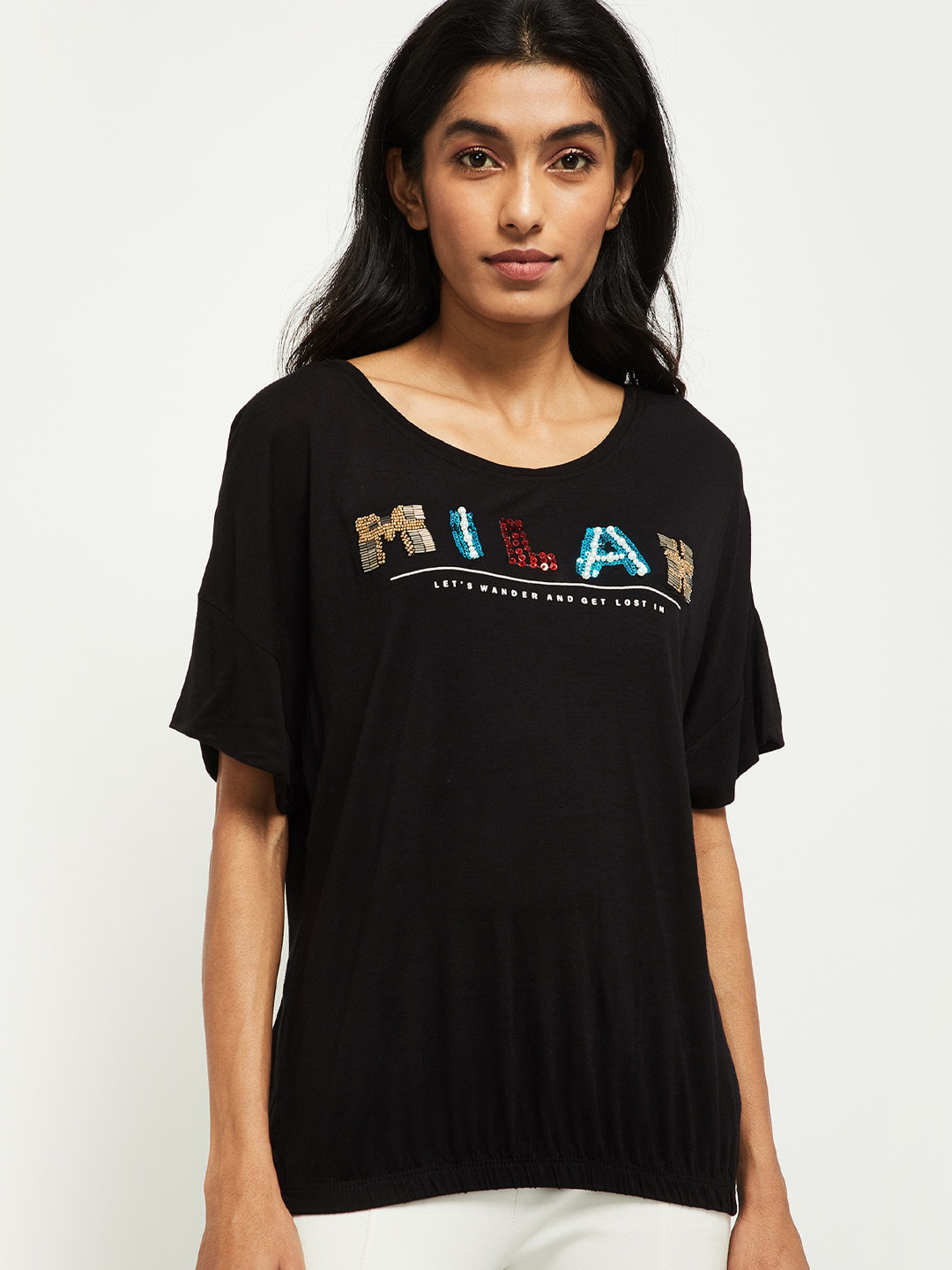 Buy Max Women Black Printed Top - Tops for Women 13407064 | Myntra