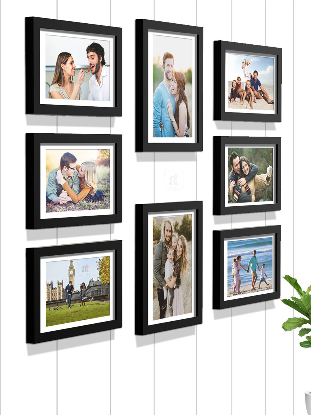 Buy Art Street Set Of 8 Black Solid Individual Wall Photo Frames ...
