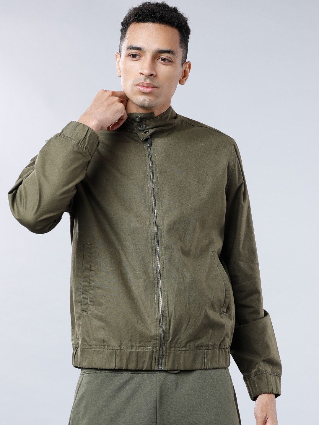 Buy HIGHLANDER Men Olive Green Solid Bomber Jacket - Jackets for Men ...