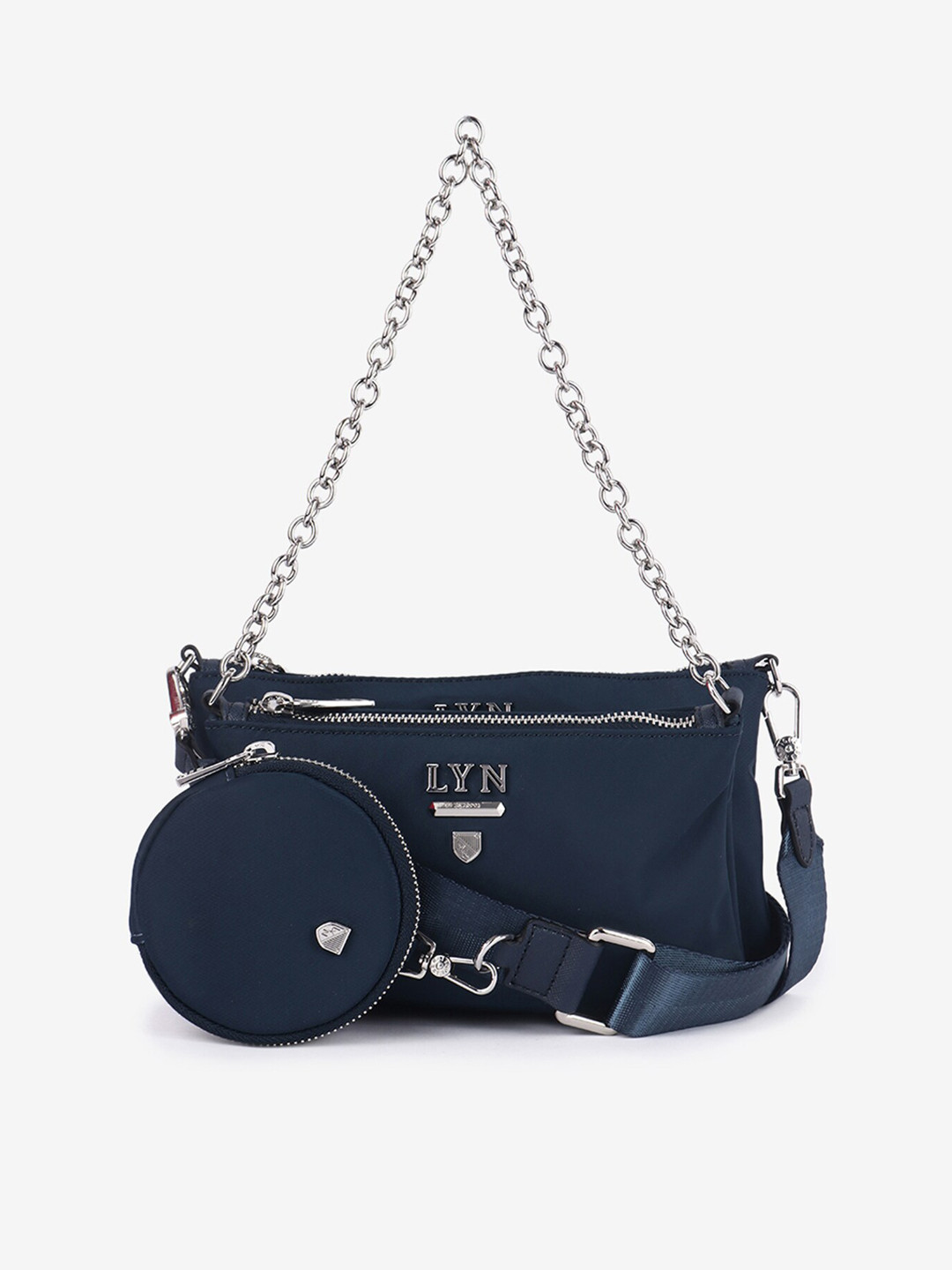 Buy LYN Navy Blue Solid Handheld Bag - Handbags for Women 13427608 | Myntra