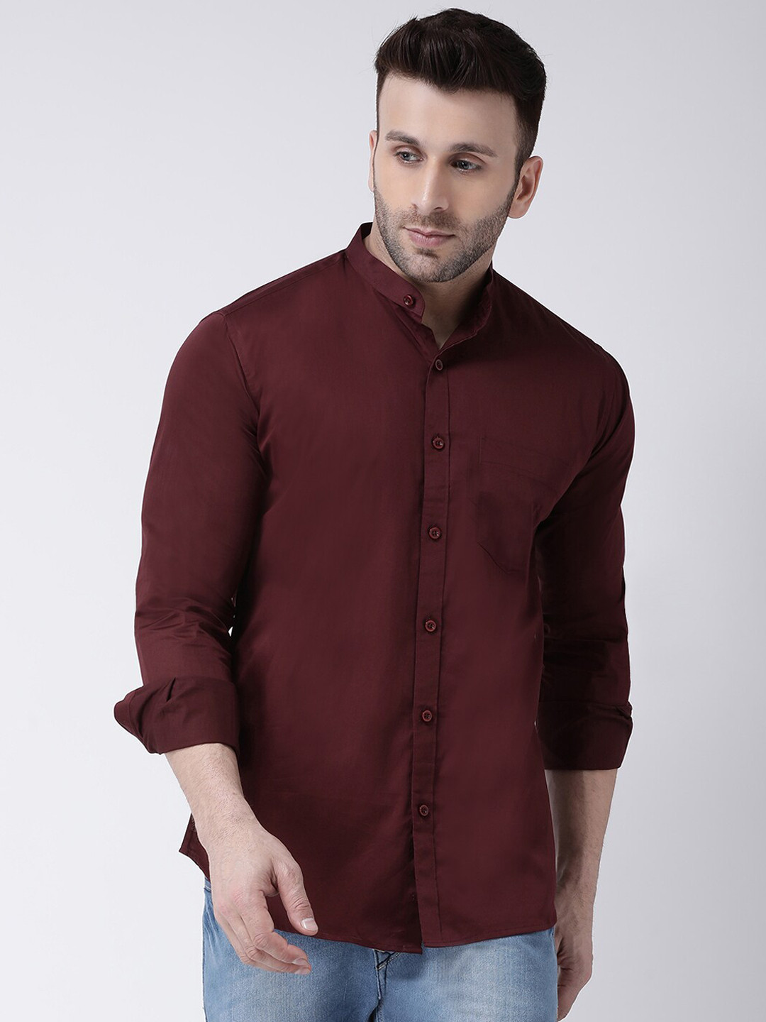Buy Hangup Trend Men Maroon Slim Fit Solid Casual Shirt - Shirts for ...