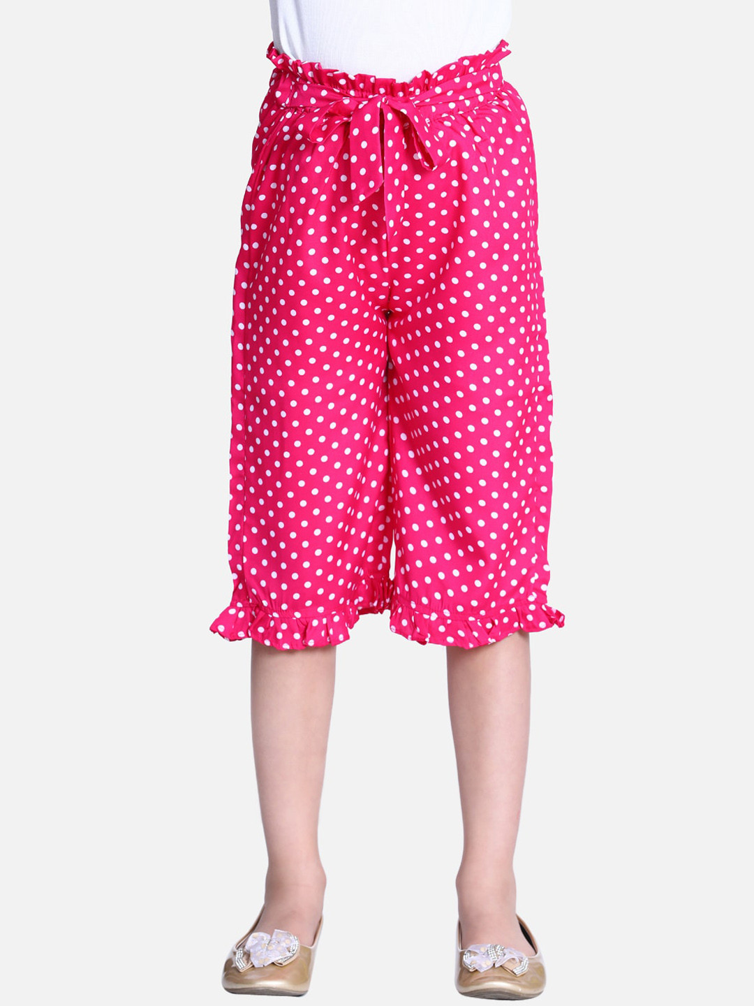 Buy Cutiekins Girls Pink & White Polka Dot Printed Capris - Capris for ...
