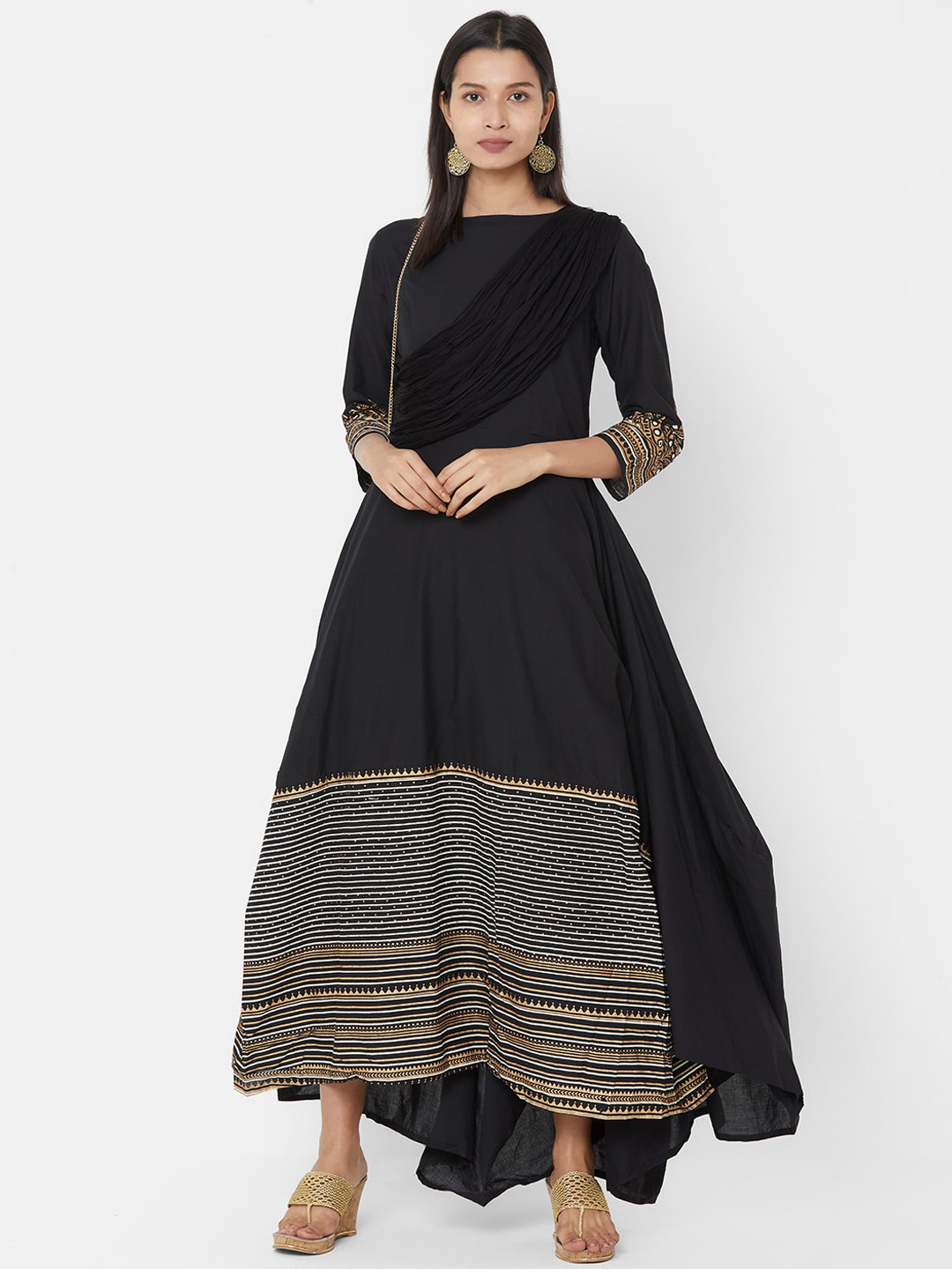 Buy Vedic Women Black Solid Maxi Dress - Dresses for Women 13461750 ...