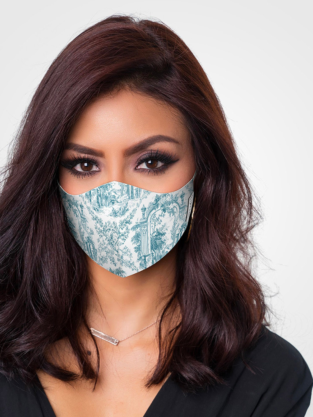 Buy DDecor Women Anti Viral Turquoise Blue & White Printed 3 Ply ...