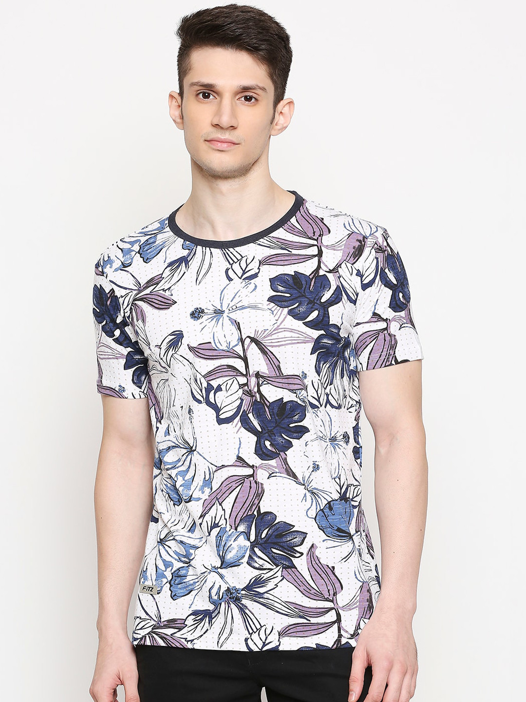 Buy FiTZ Men White Printed Round Neck T Shirt - Tshirts for Men ...