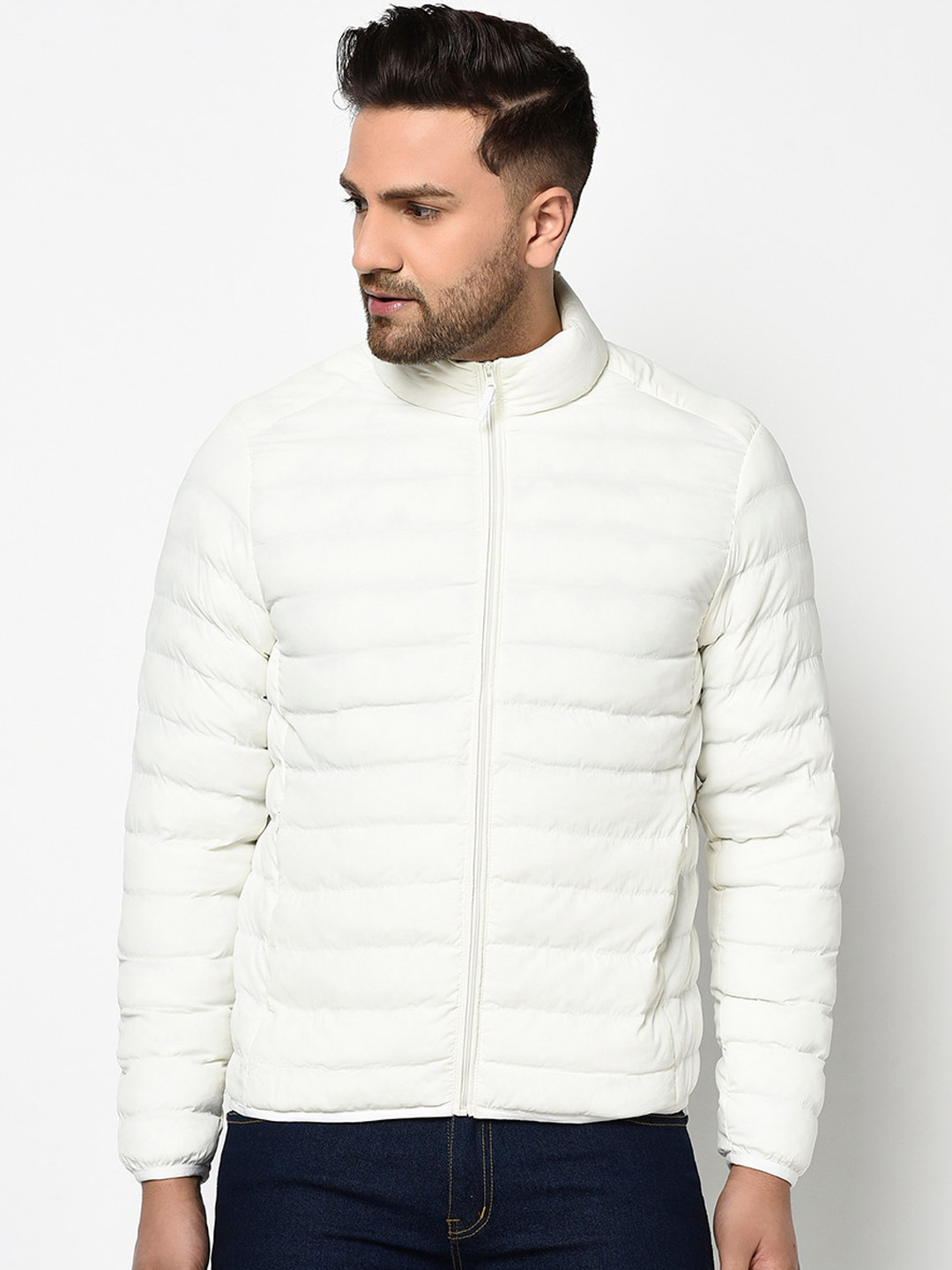 Buy METTLE Men White Solid Puffer Jacket - Jackets for Men 13490372 | Myntra