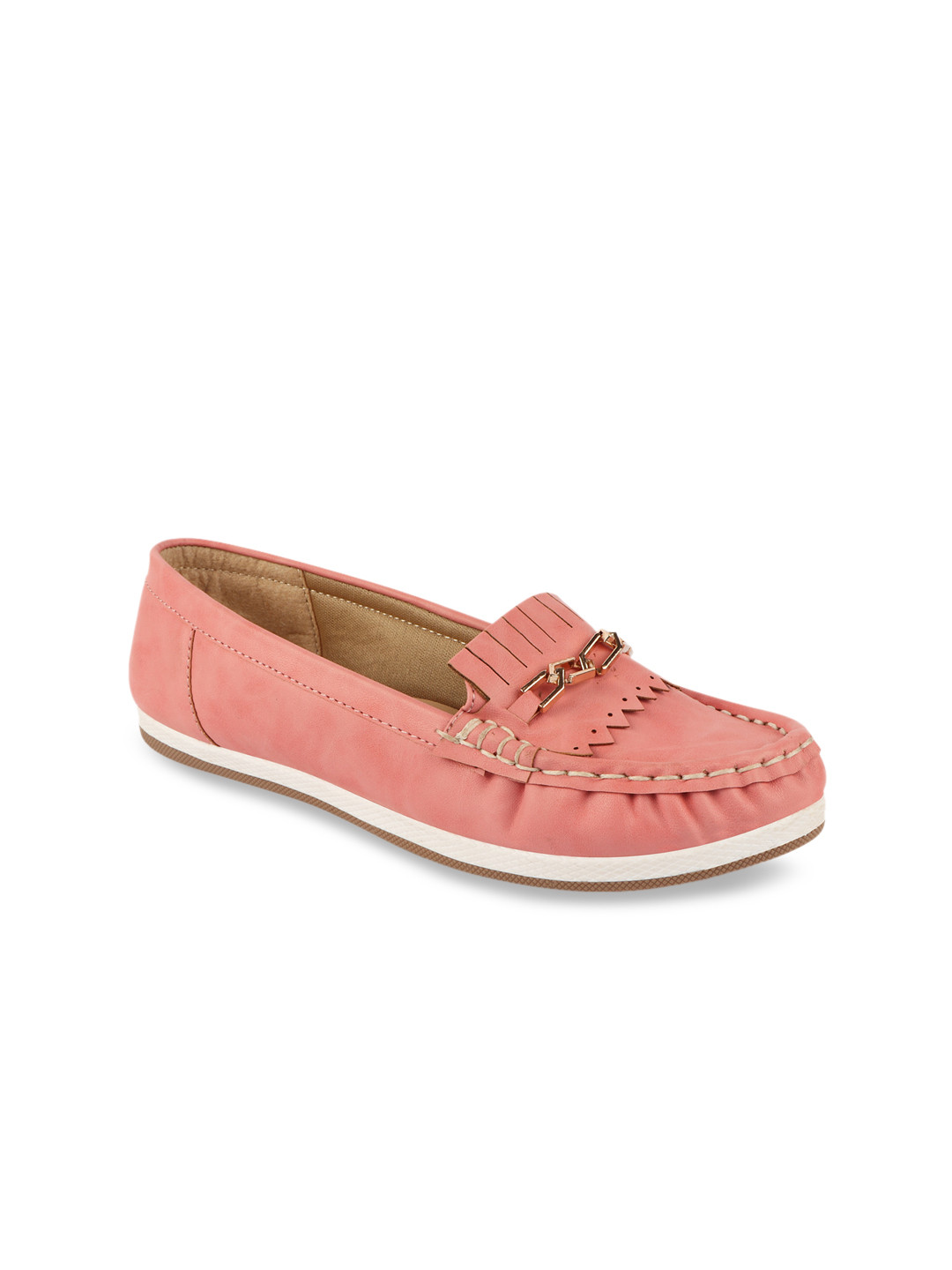 Buy CALZADO Women Peach Coloured Loafers - Casual Shoes for Women ...