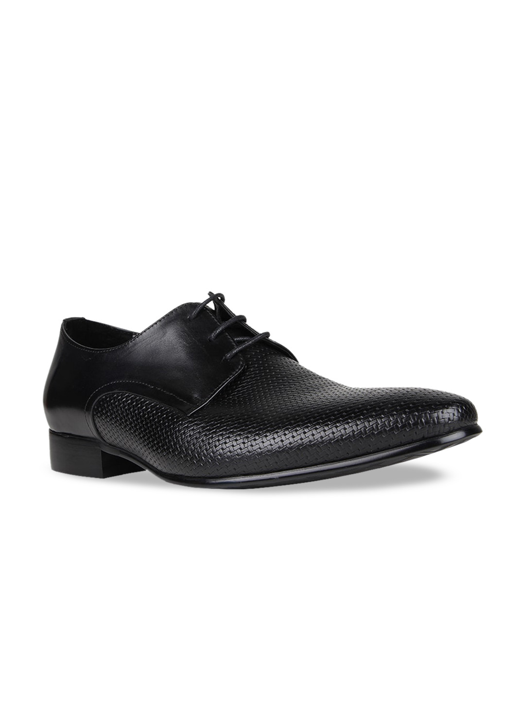Buy Regal Men Black Woven Design Leather Formal Derbys - Formal Shoes ...