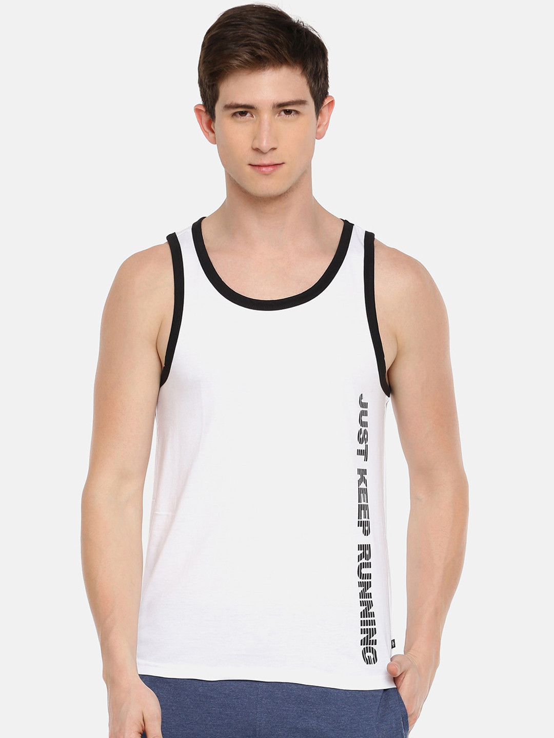 Buy Dollar Men White & Black Printed Innerwear Vest - Innerwear Vests ...