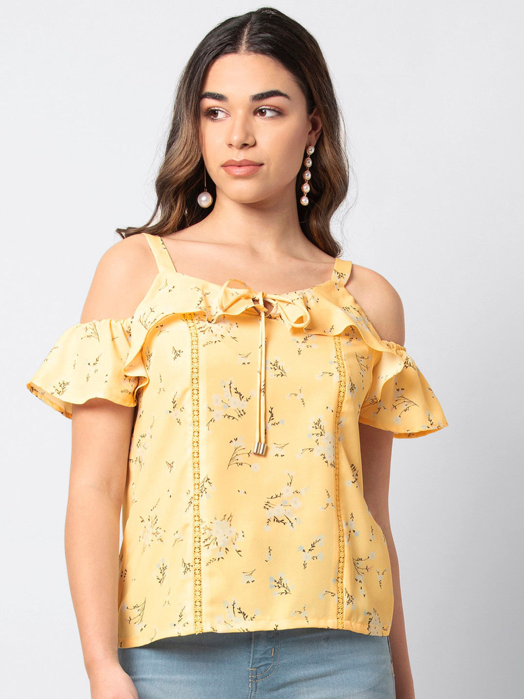 Buy FabAlley Women Yellow Printed Top - Tops for Women 13500908 | Myntra