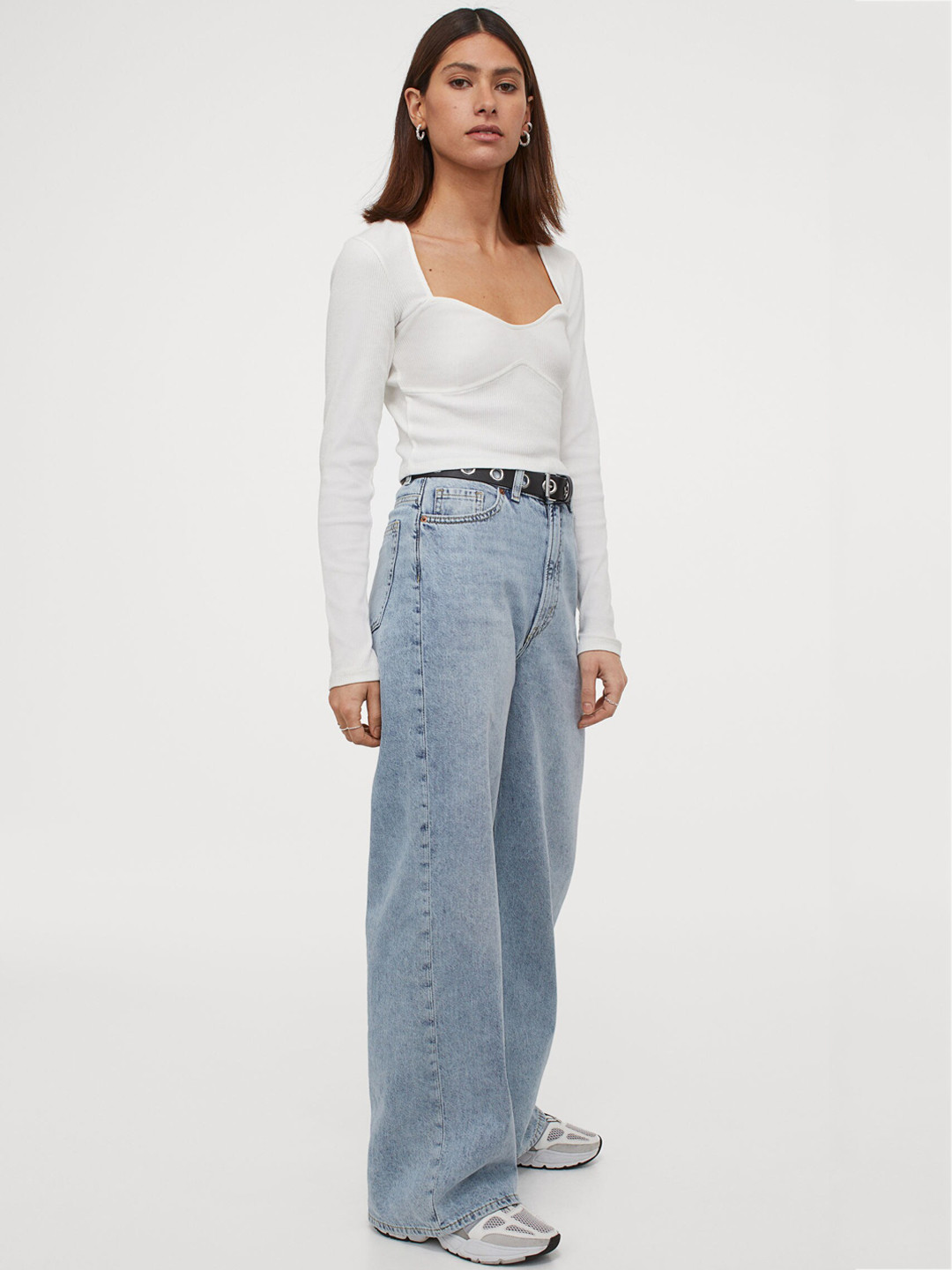 Buy H&M Women White Solid Sweetheart Neckline Top - Tops for Women ...