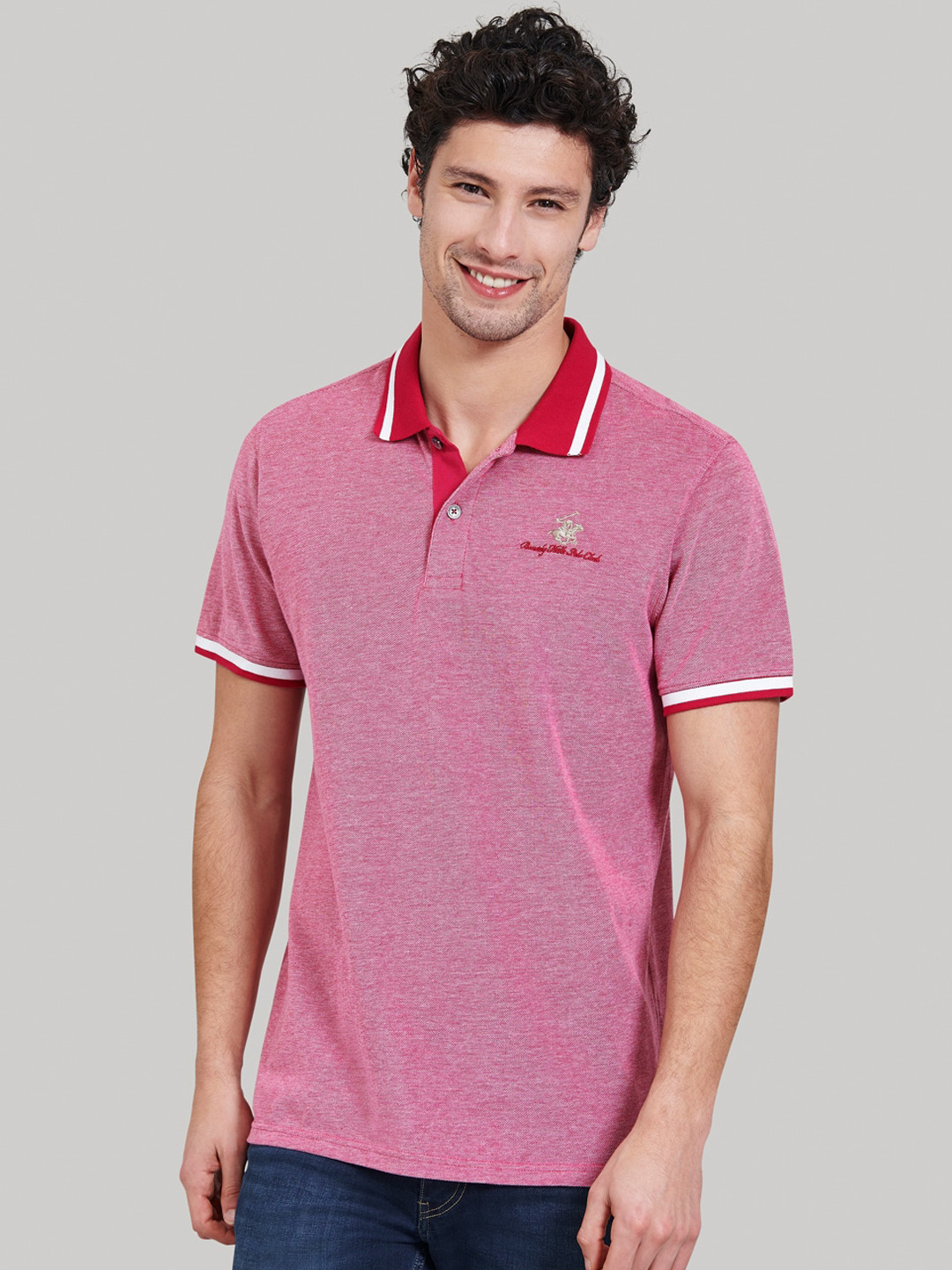 Buy Beverly Hills Polo Club Men Red Solid Polo Collar T Shirt - Tshirts ...
