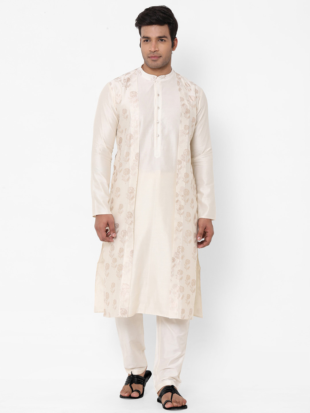 Buy Masaba Men Off White Woven Design Straight Kurta - Kurtas for Men ...