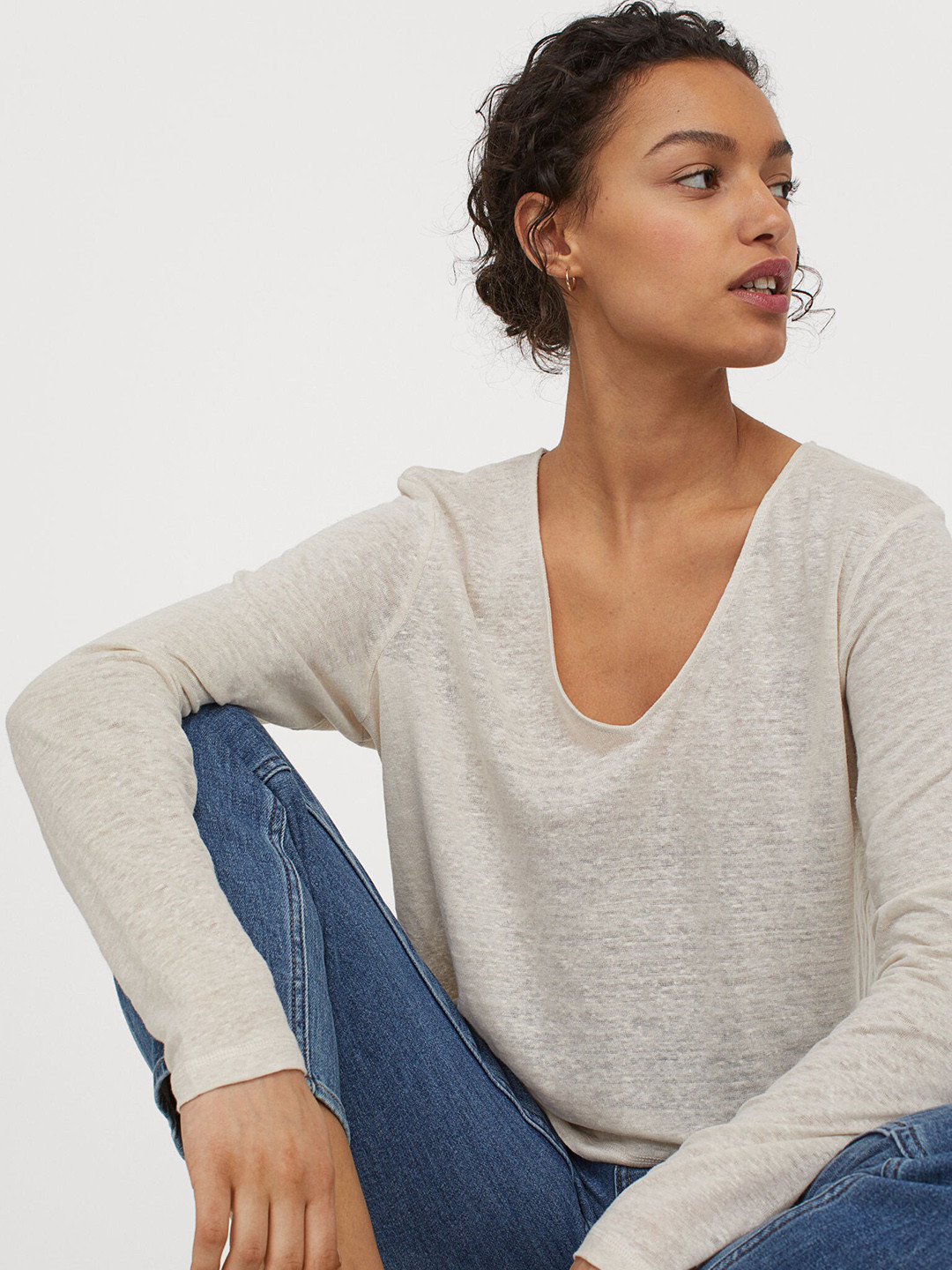 Buy H&M Women Beige Solid Linen Top - Tops for Women 13528860 | Myntra