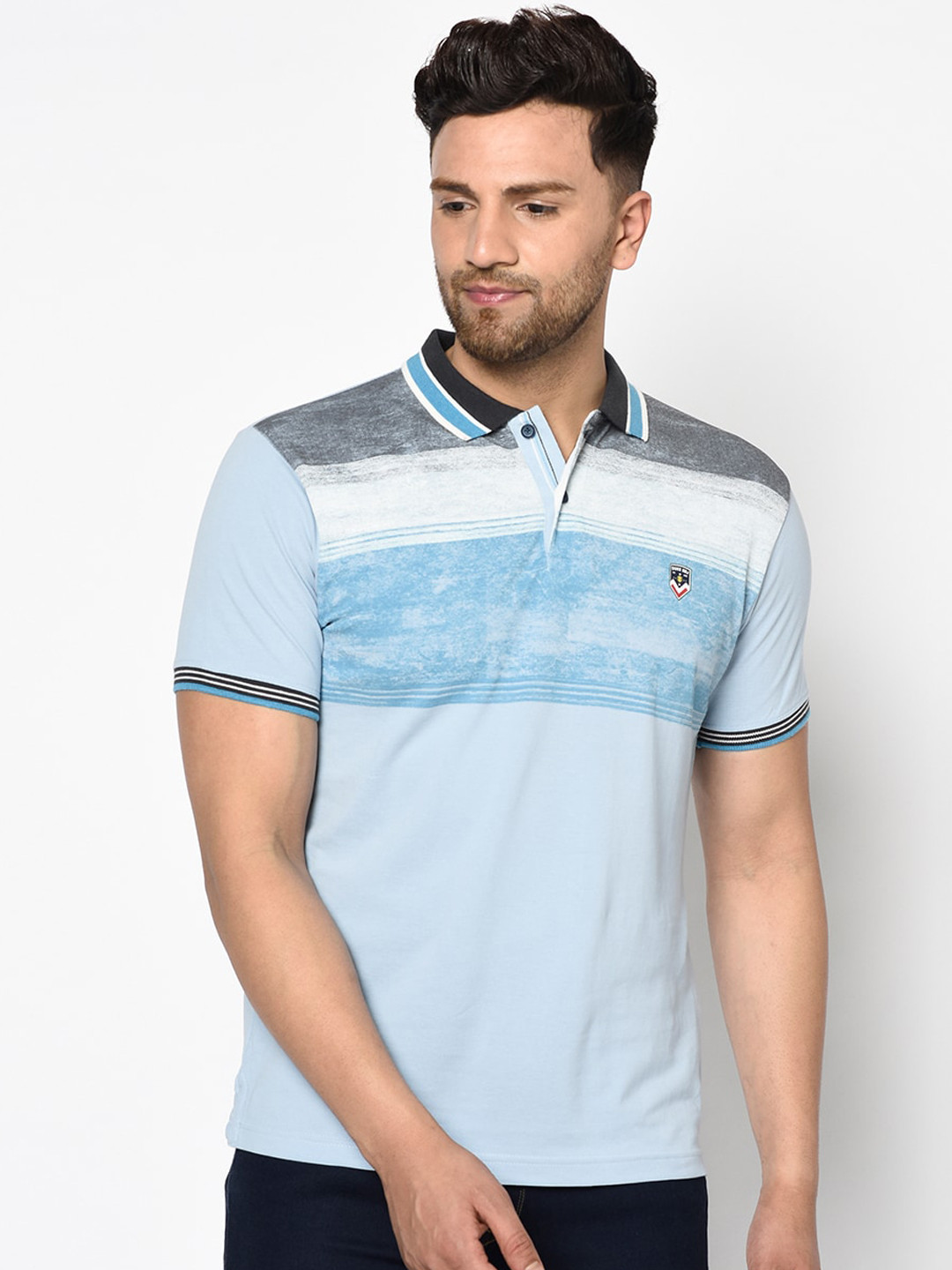 Buy Duke Men Blue Printed Polo Collar T Shirt - Tshirts for Men ...