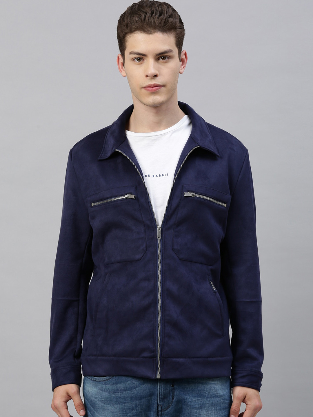 Buy RARE RABBIT Men Navy Blue Solid Insulator Tailored Jacket - Jackets ...