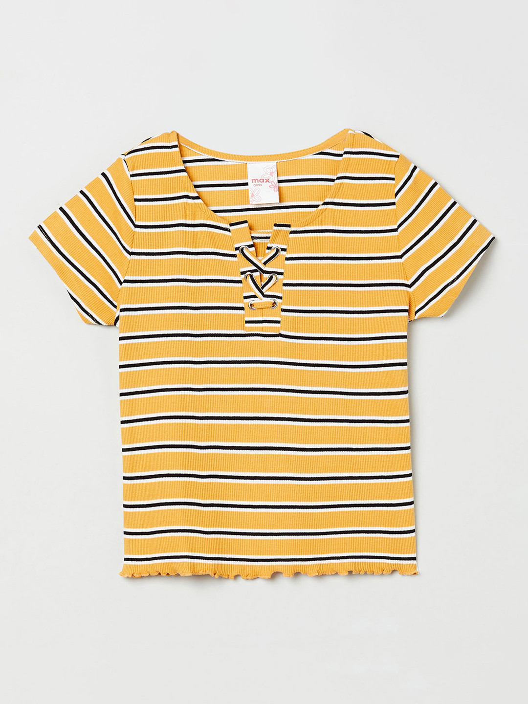 Buy Max Girls Yellow & Blue Striped Top - Tops for Girls 13539628 | Myntra