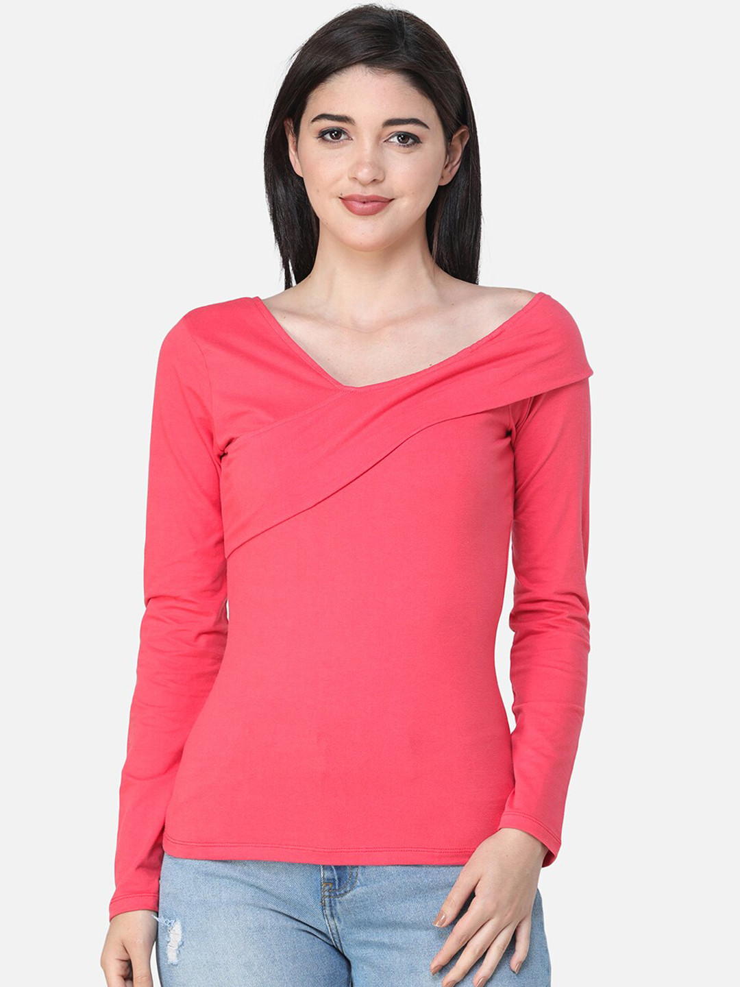 Buy SCORPIUS Women Coral Solid Top - Tops for Women 13558788 | Myntra