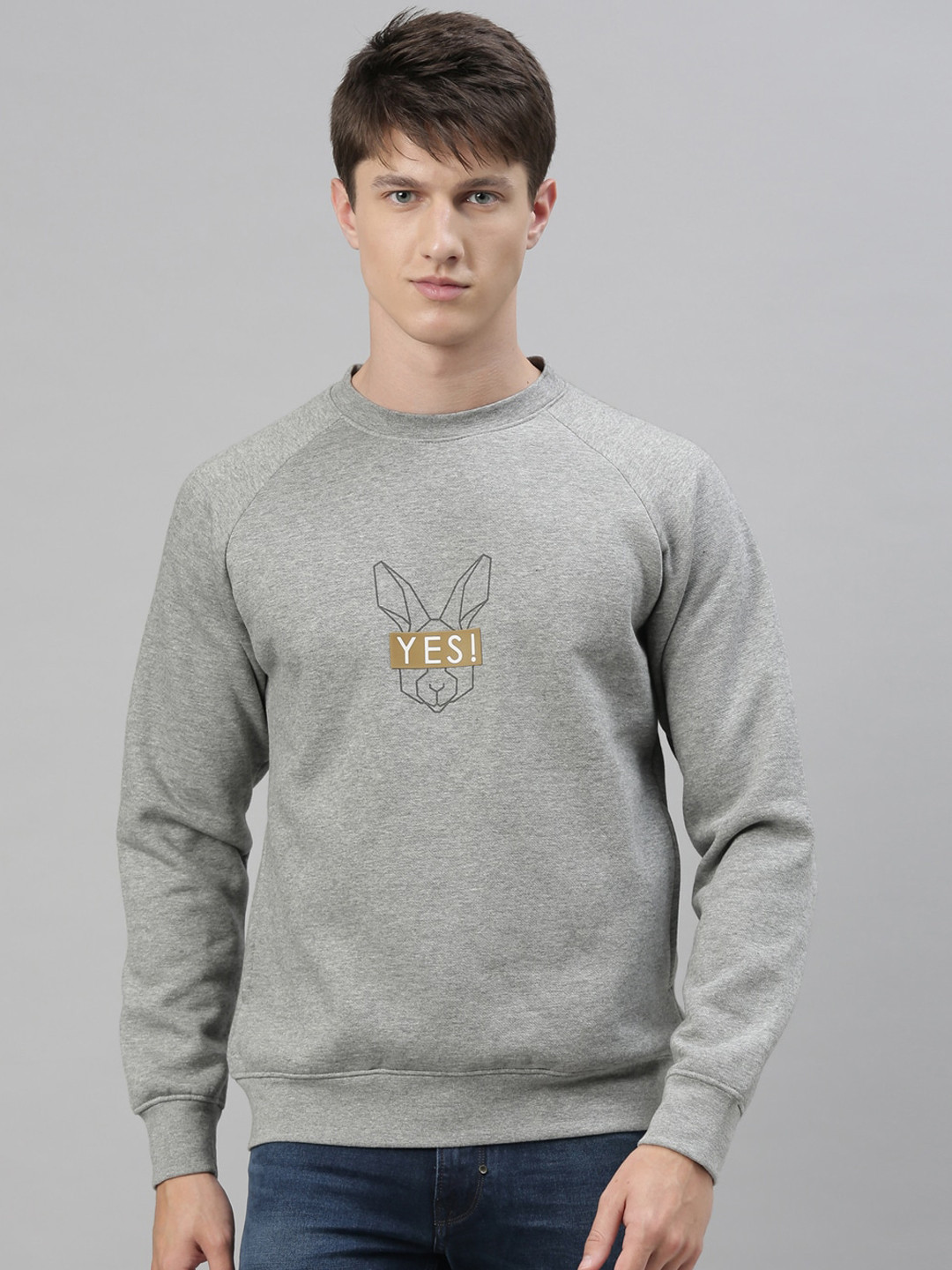 Buy RARE RABBIT Men Grey Printed Sweatshirt - Sweatshirts for Men ...
