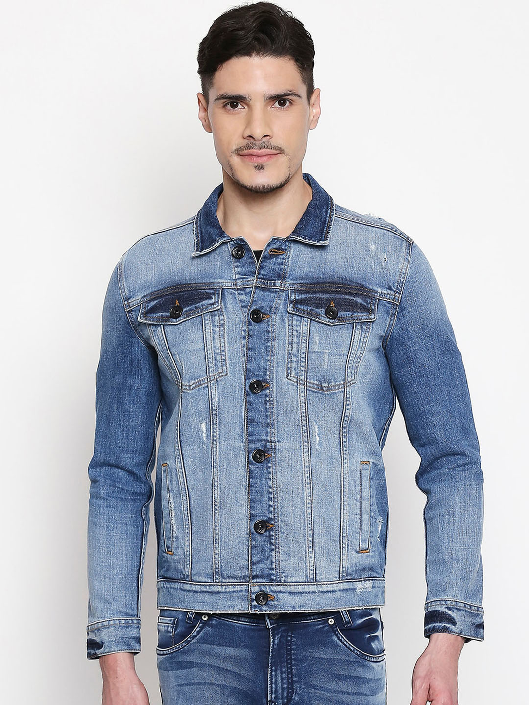 Buy Mufti Men Blue Solid Denim Jacket - Jackets for Men 13351104 | Myntra