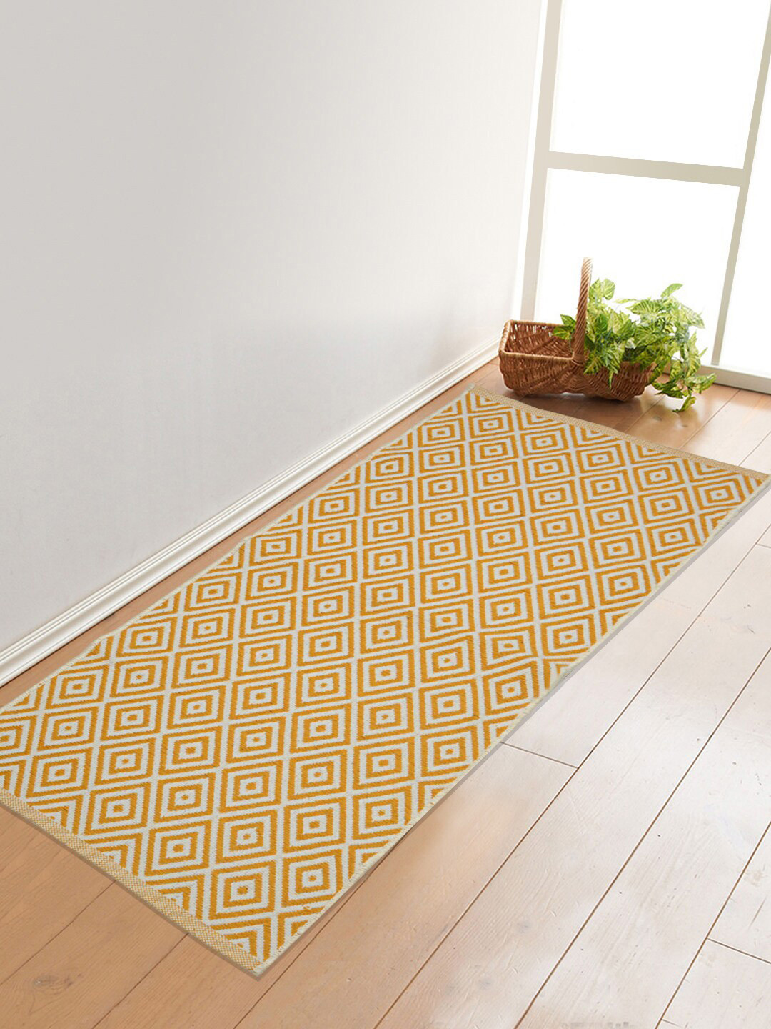Buy Saral Home Yellow & White Geometric Floor Mat - Floor Mats ...