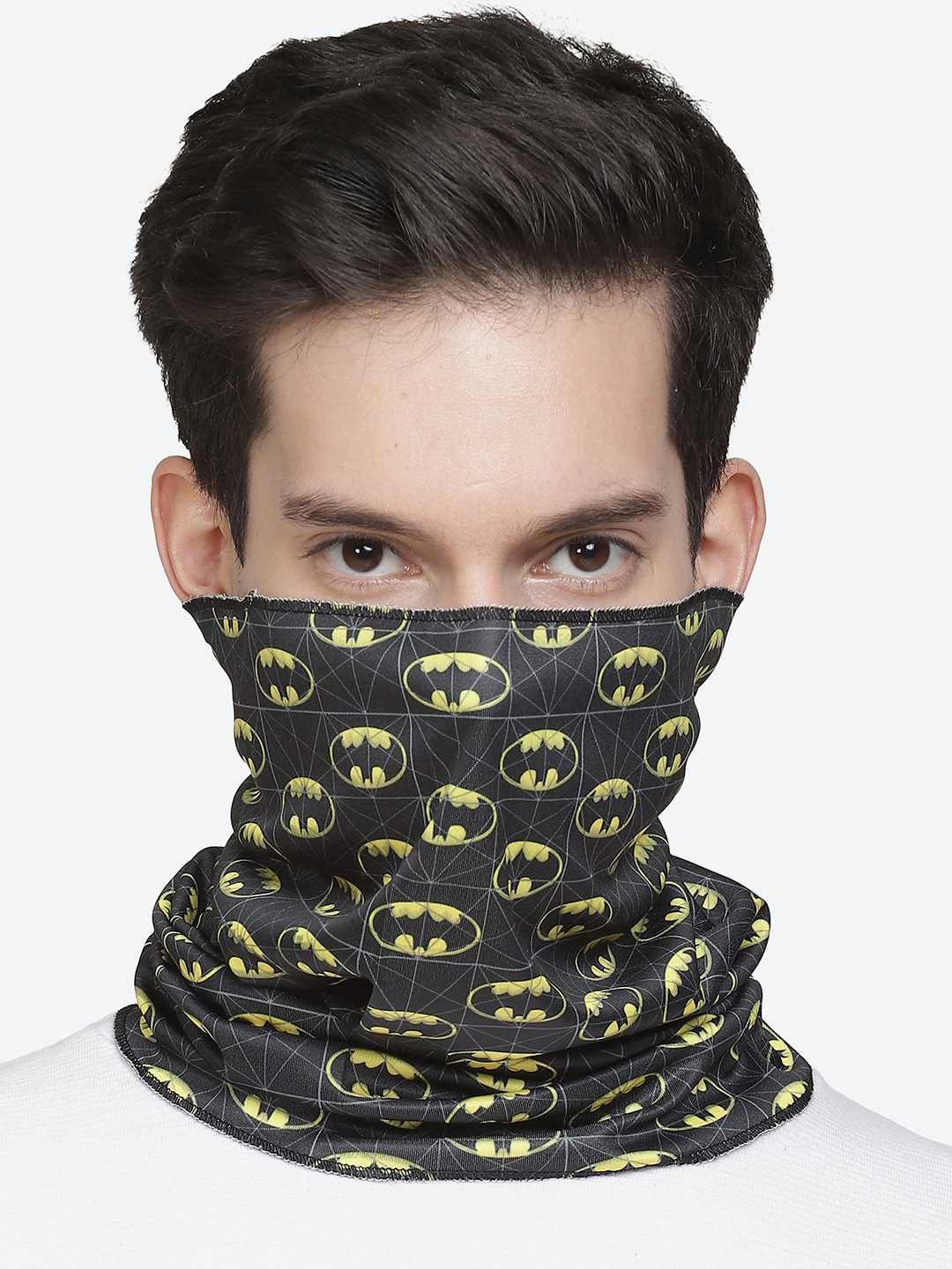 Buy Free Authority Men Black & Yellow Batman Print Neck Gaiter ...