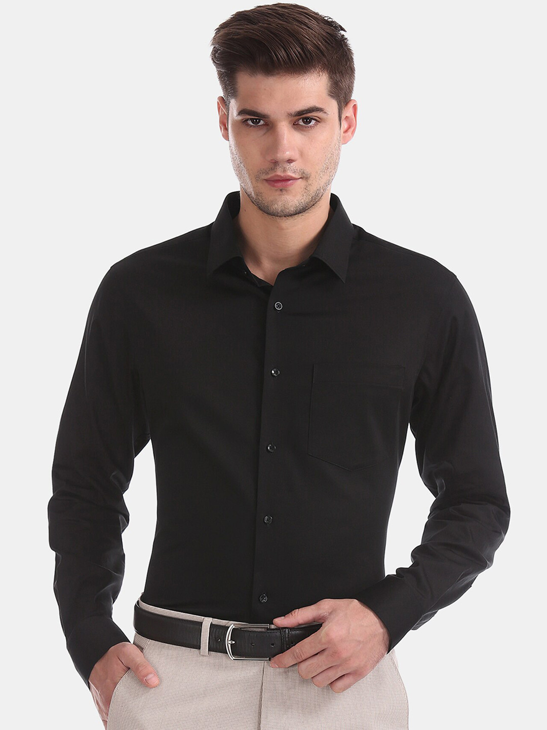 Buy AD By Arvind Regular Fit Solid Pure Cotton Formal Shirt - Shirts ...