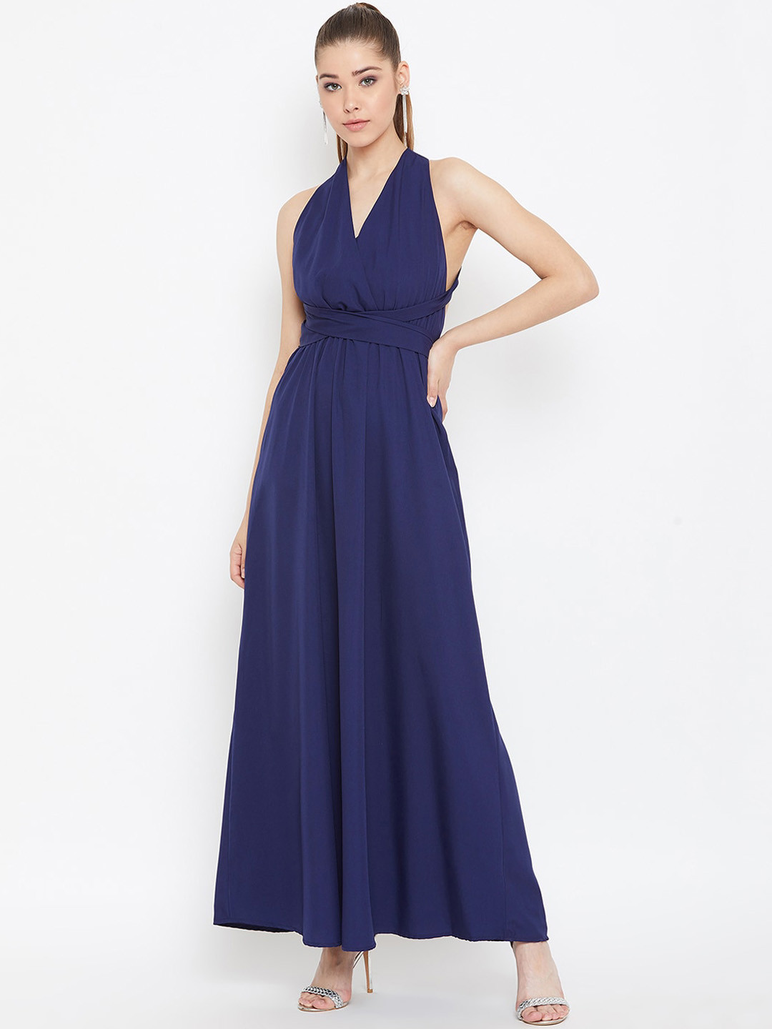 Buy Berrylush Navy Blue V Neck Maxi Dress - Dresses for Women 13569242 ...