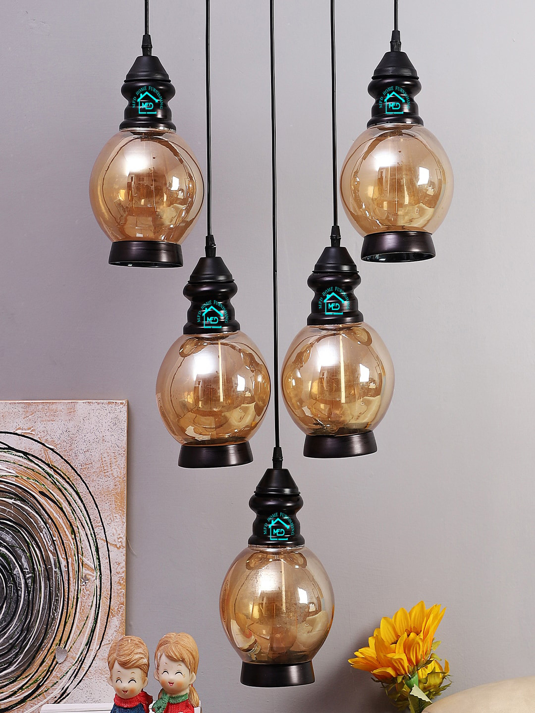 Buy MFD HOME FURNISHING Brown Solid Cluster Light - Ceiling Lamps for ...