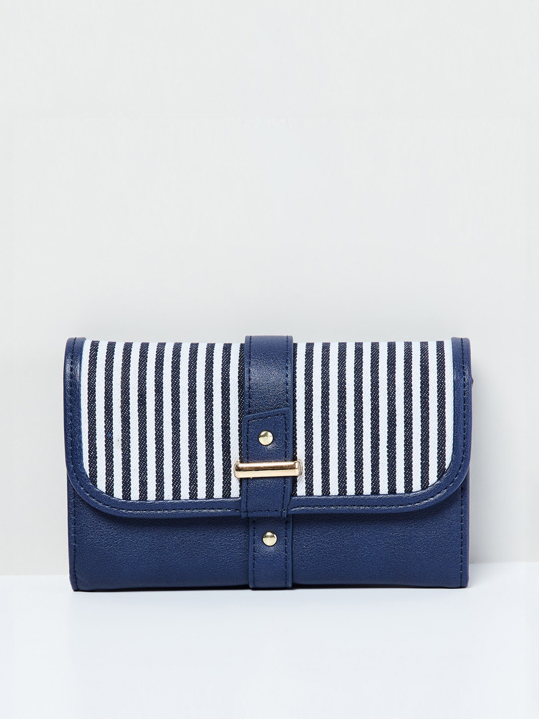 Buy Max Women Blue & White Striped Envelope Wallet - Wallets for Women ...