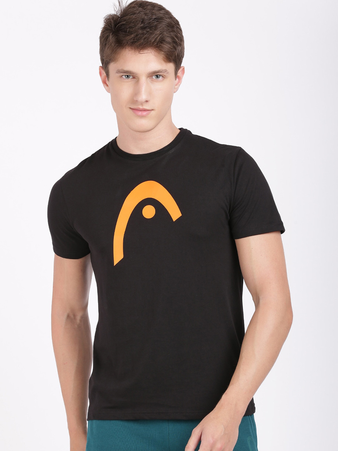 Buy Head Men Black & Yellow Printed Round Neck T Shirt - Tshirts for ...