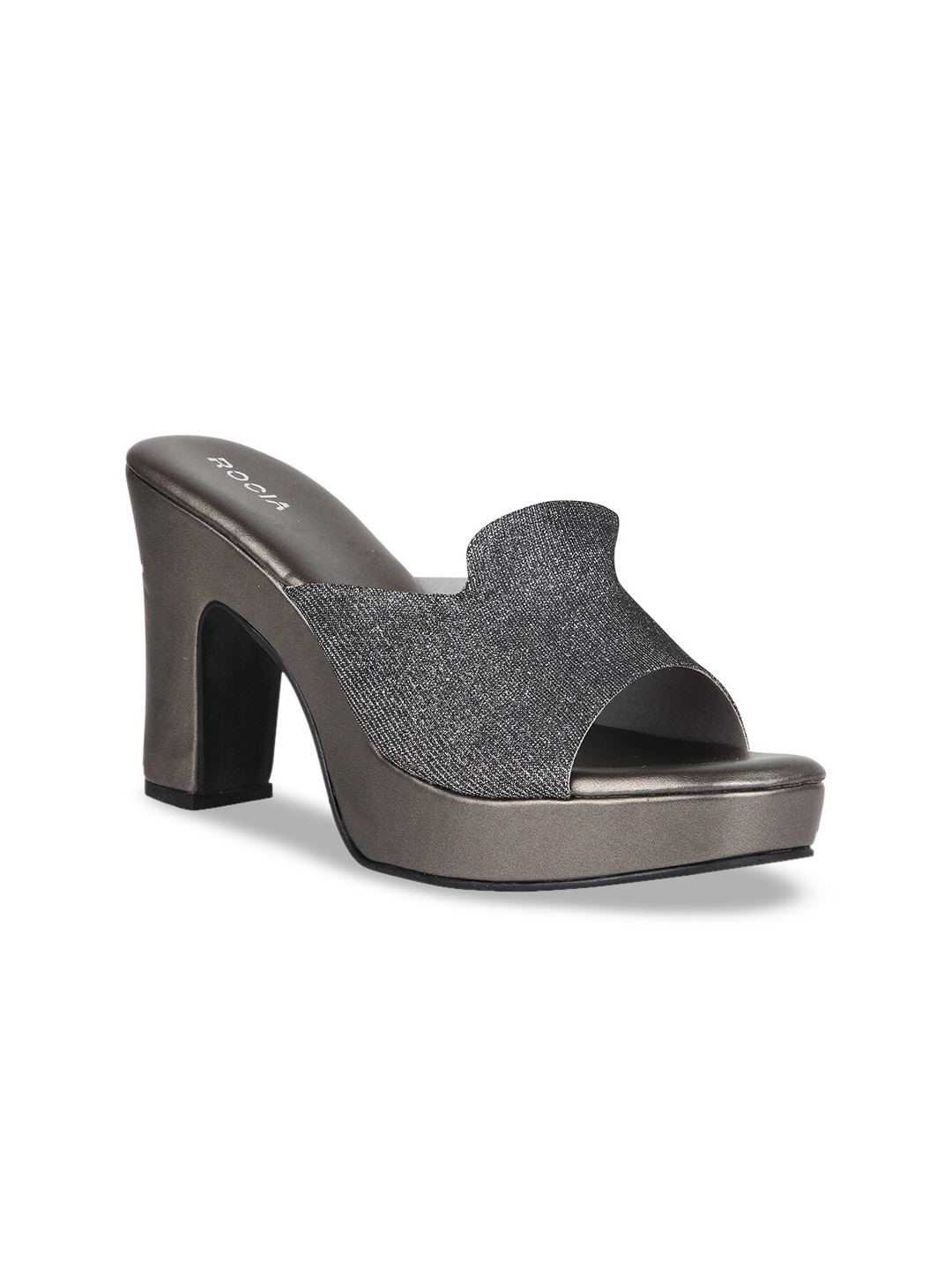 Buy Rocia Women Gunmetal Toned Solid Peep Toes - Heels for Women ...