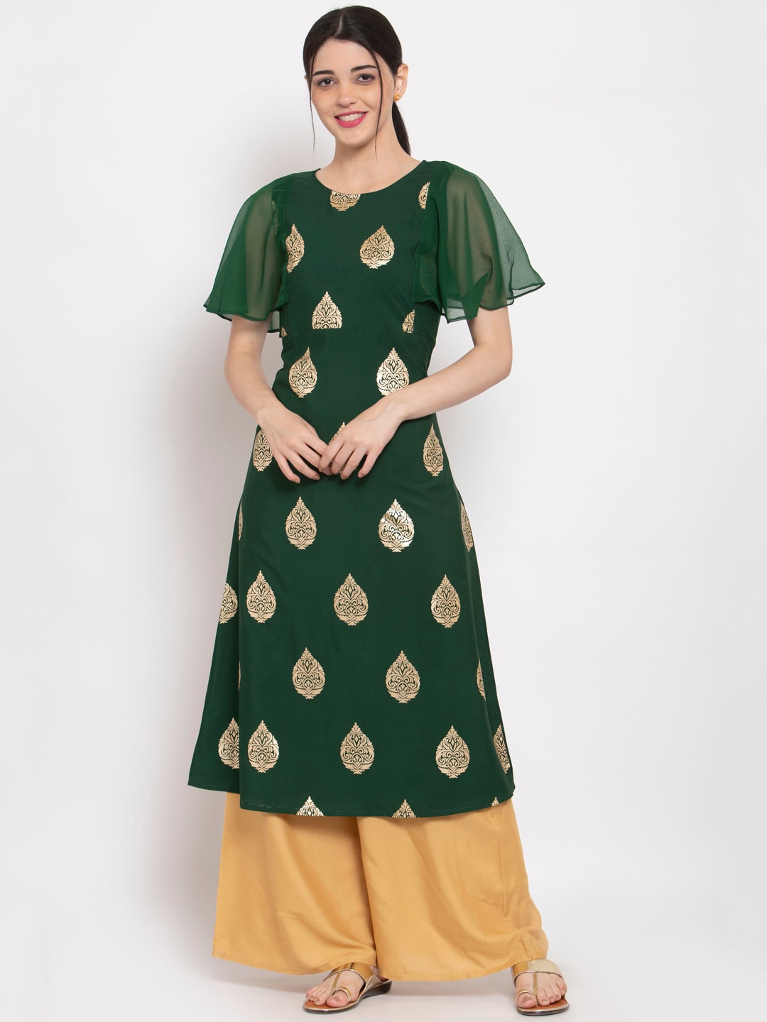 Buy Alc Creations Green Ethnic Motifs Printed Flared Sleeves Thread