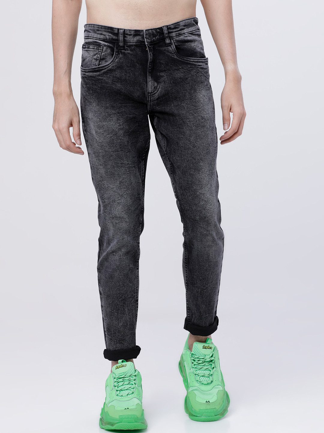 Buy HIGHLANDER Men Grey Tapered Fit Mid Rise Clean Look Jeans - Jeans ...