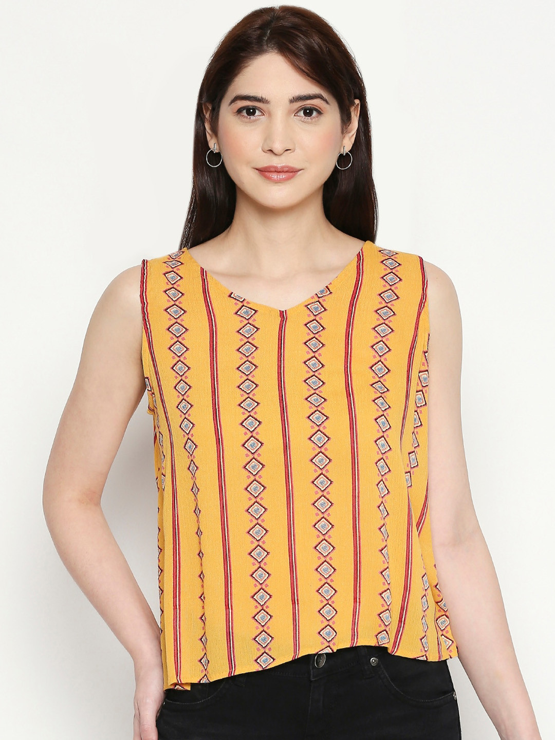 Buy People Yellow Geometric Printed Top - Tops for Women 13665440 | Myntra