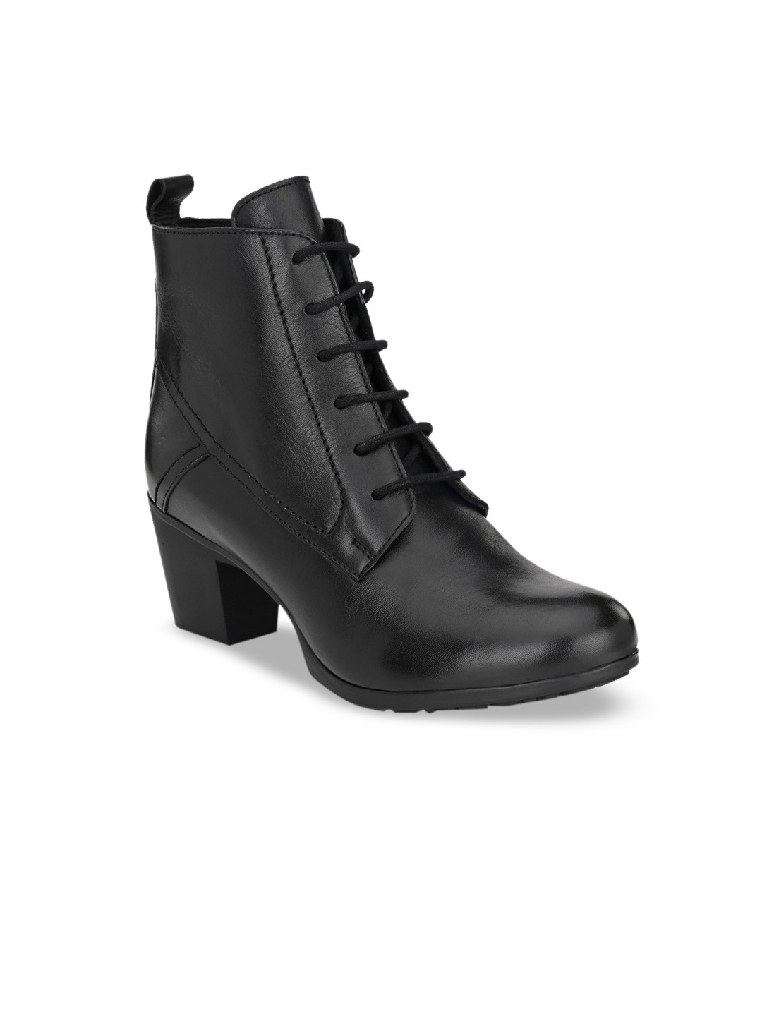 Buy Delize Women Black Solid Mid Top Heeled Boots - Boots for Women ...