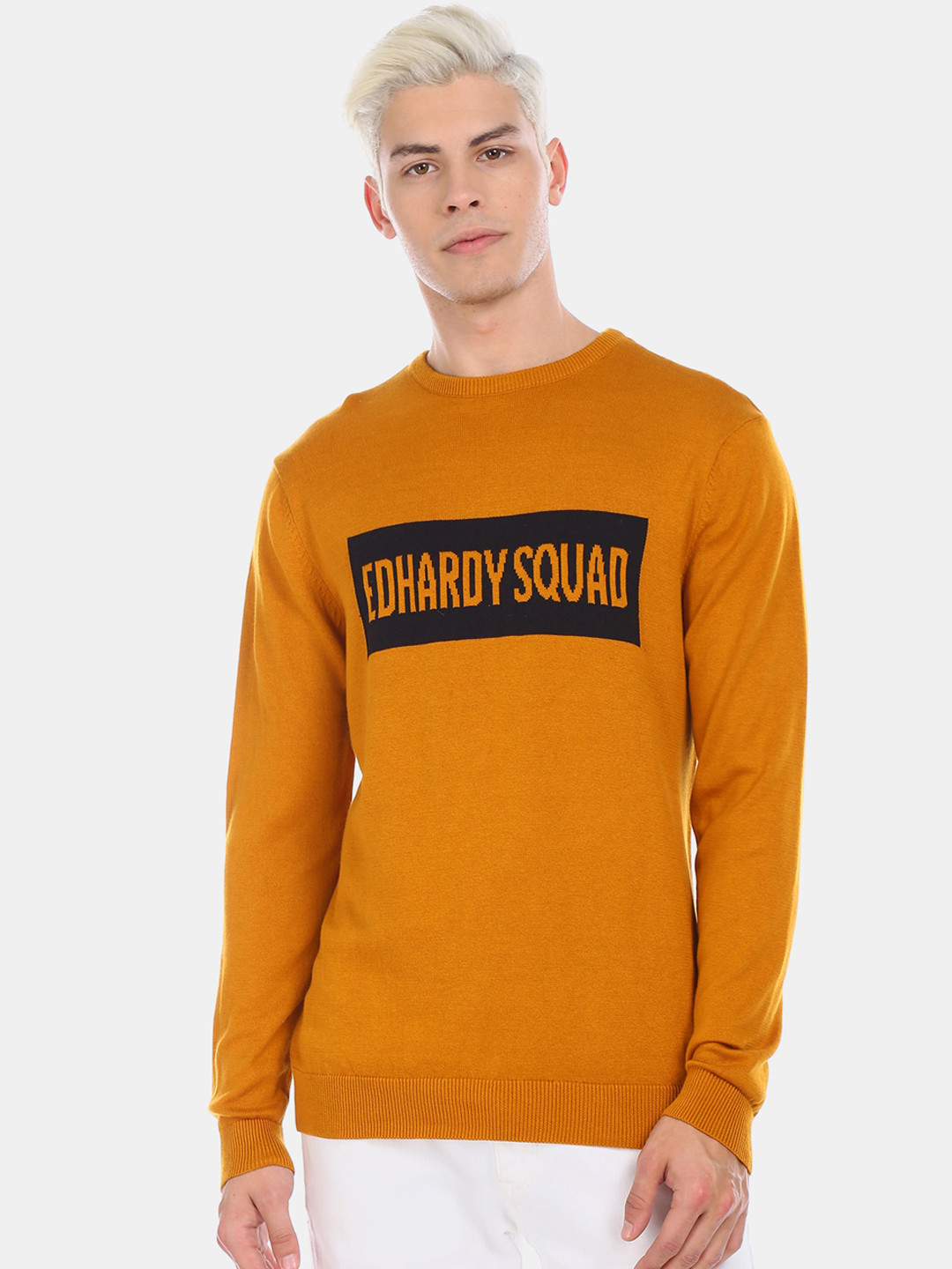 Buy Ed Hardy Men Yellow Solid - Sweaters for Men 13690090 | Myntra