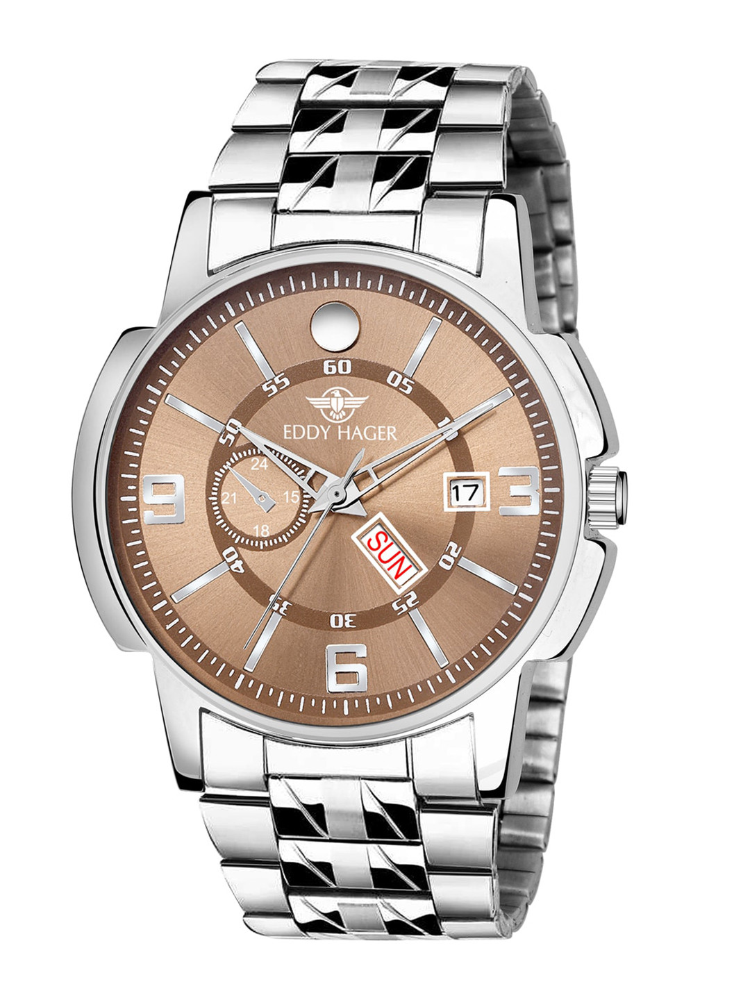 Buy EDDY HAGER Men Brown & Silver Toned Analogue Watch Eddy Hager 226 ...
