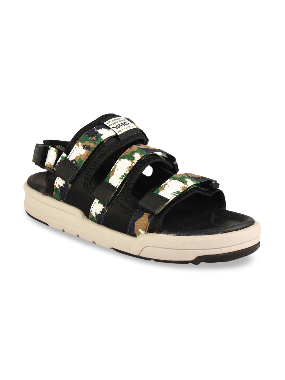 Buy Vento Men Black & Green Camouflage Printed Sports Sandals - Sports ...