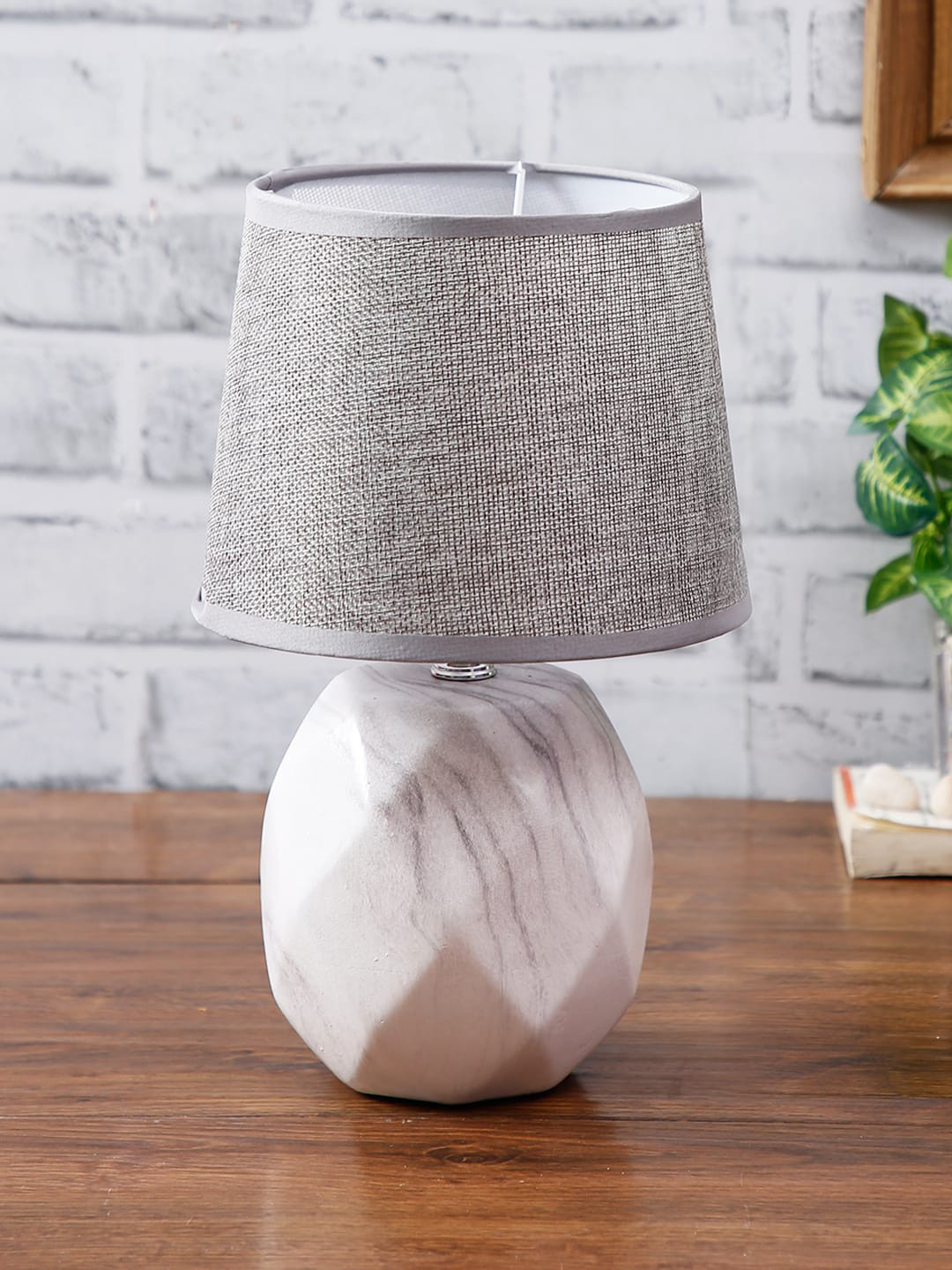 Buy House Of Accessories Grey Textured Contemporary Table Lamp With ...
