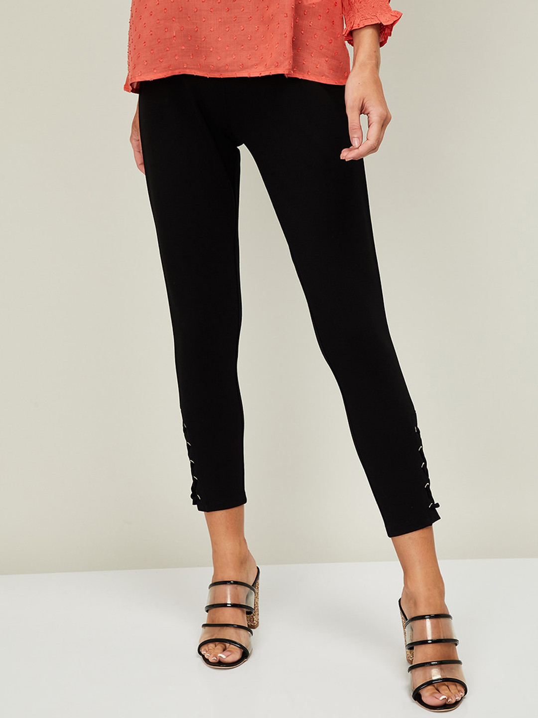 Buy Ginger By Lifestyle Women Black Solid Regular Trousers - Trousers ...
