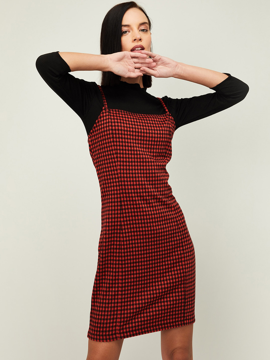 Buy Ginger By Lifestyle Women Red Printed Sheath Dress - Dresses for ...