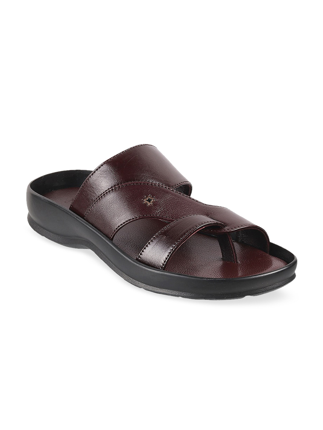 Buy Metro Men Burgundy Leather Comfort Sandals - Sandals for Men ...