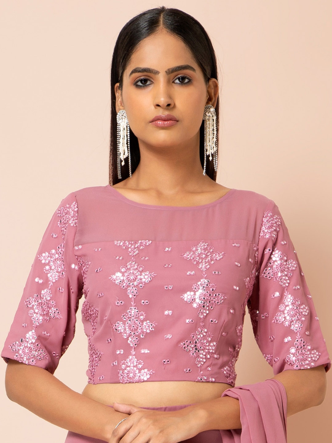 Buy Indya Pink Embellished Georgette Top Tops For Women 13736560 Myntra