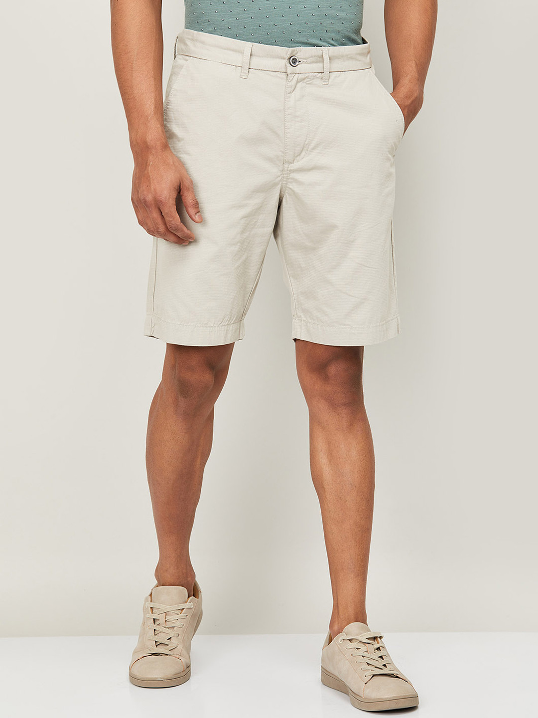 Buy CODE By Lifestyle Men Beige Solid Regular Fit Chino Shorts - Shorts ...