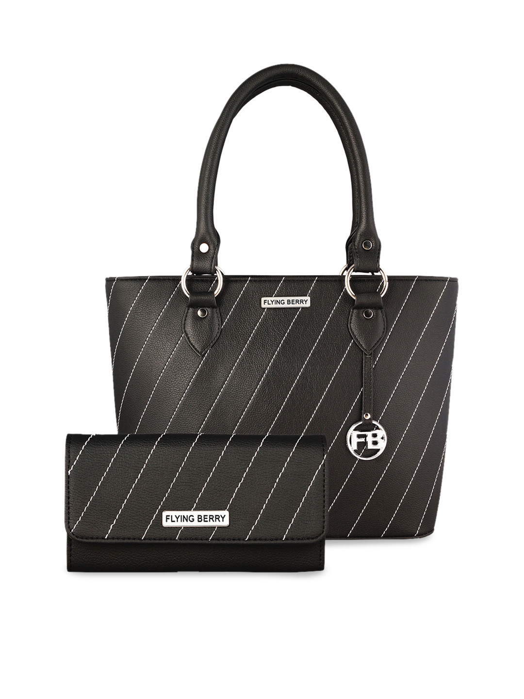 Buy FLYING BERRY Black Striped Handheld Bag Combo - Handbags for Women ...