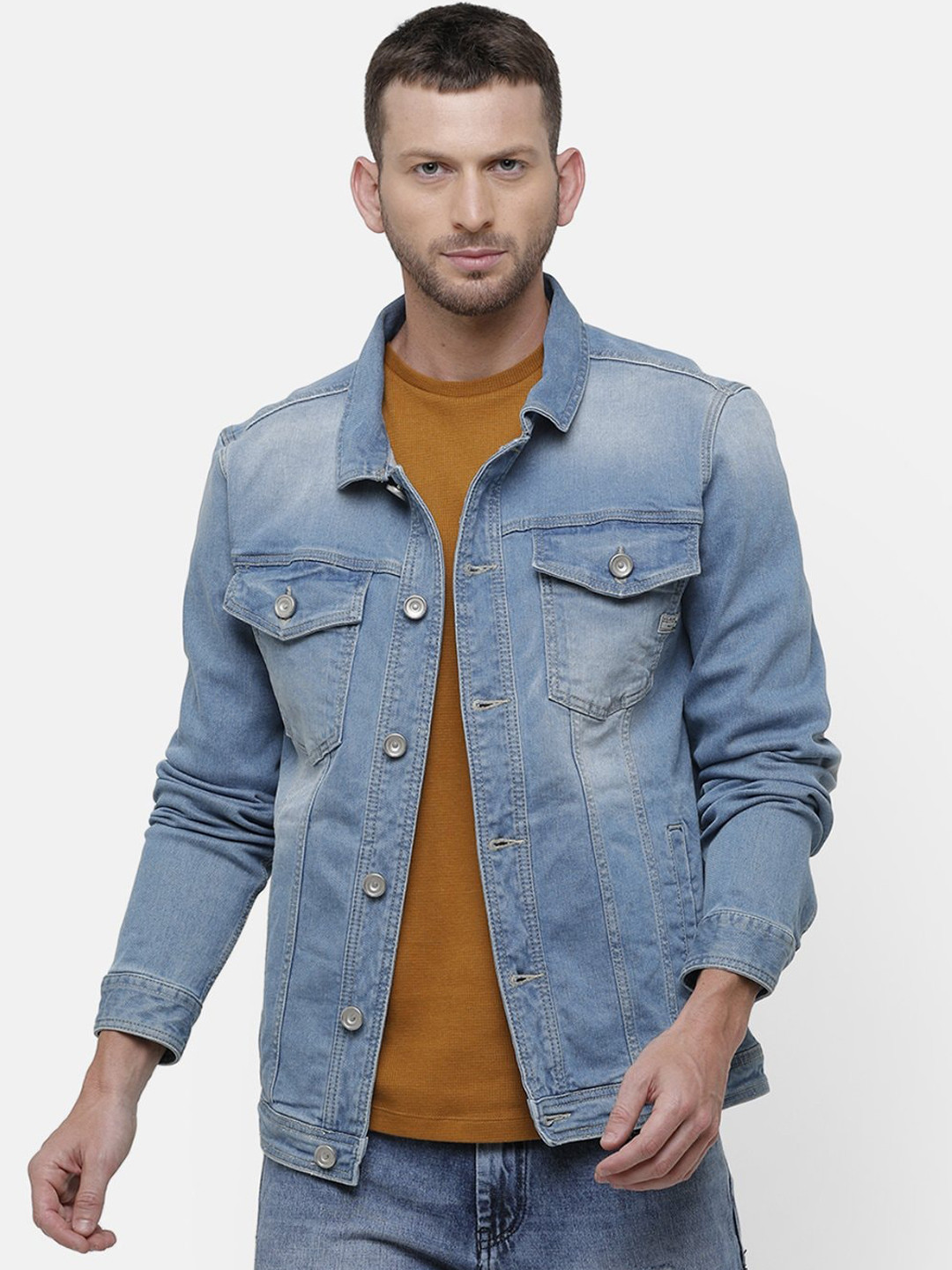 Buy Voi Jeans Men Blue Solid Denim Jacket - Jackets for Men 13752266 ...