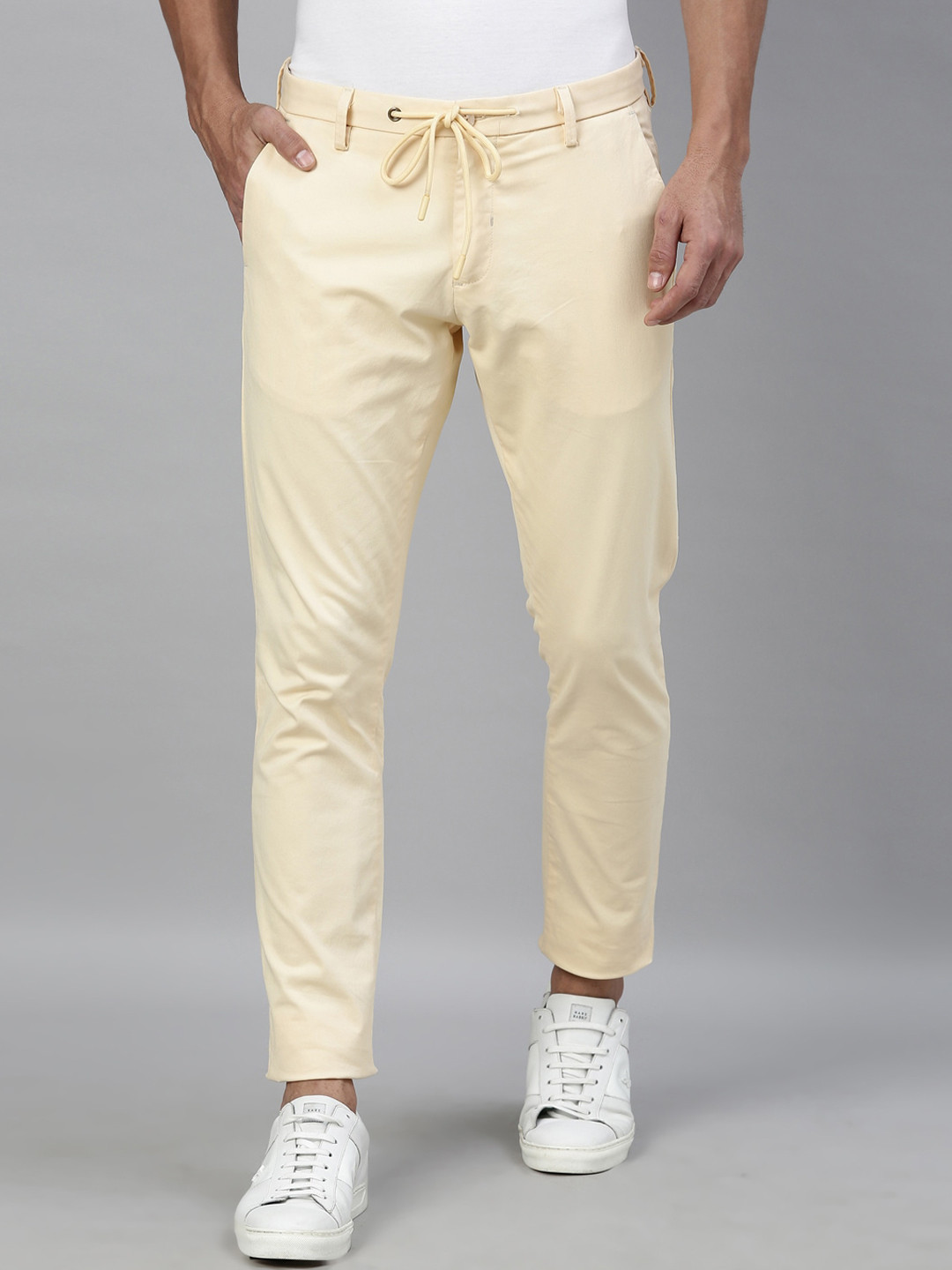 Buy RARE RABBIT Men Yellow Regular Fit Solid Chinos - Trousers for Men ...