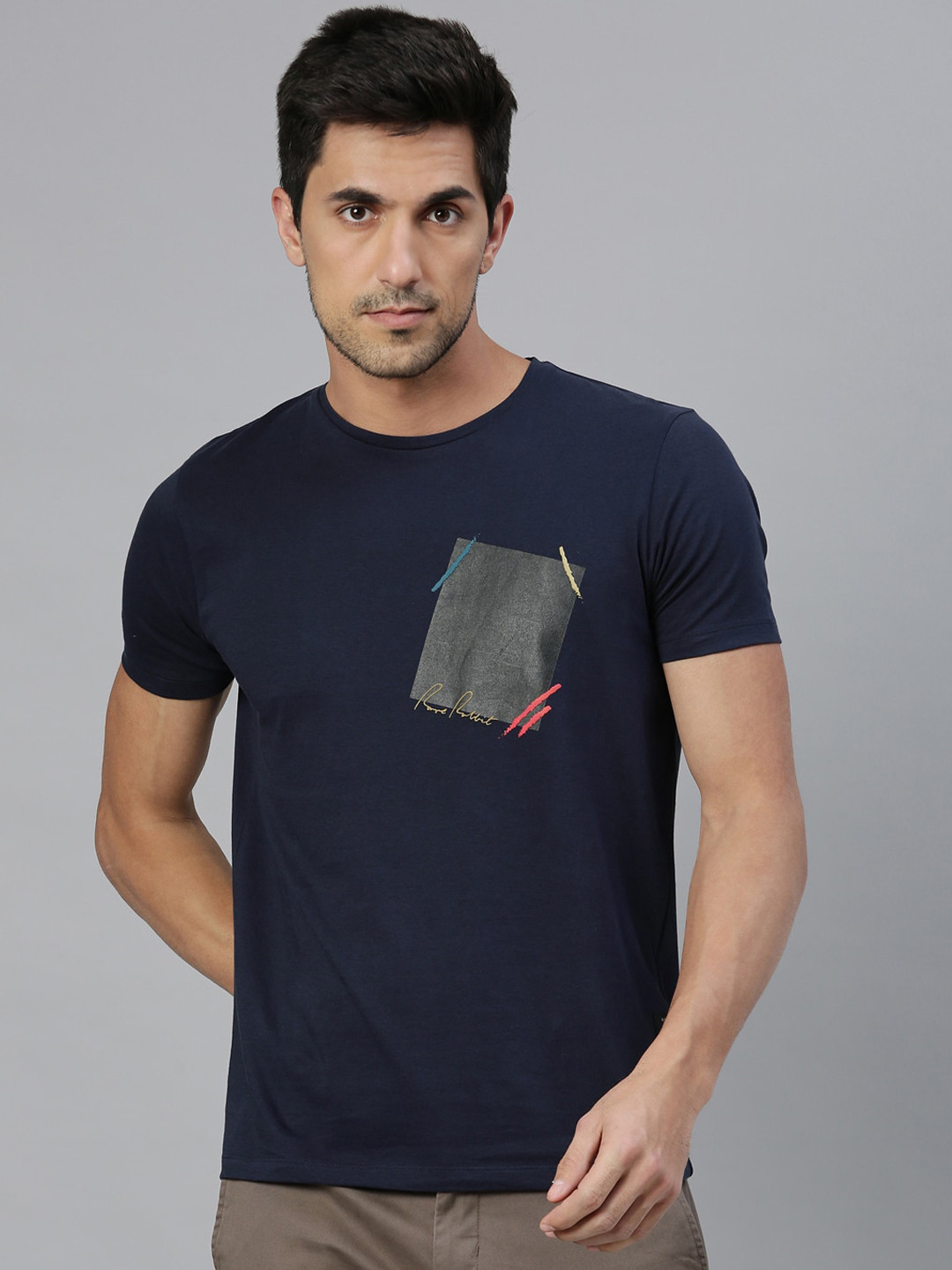 Buy RARE RABBIT Men Framer Slim Fit Solid Round Neck T Shirt - Tshirts ...